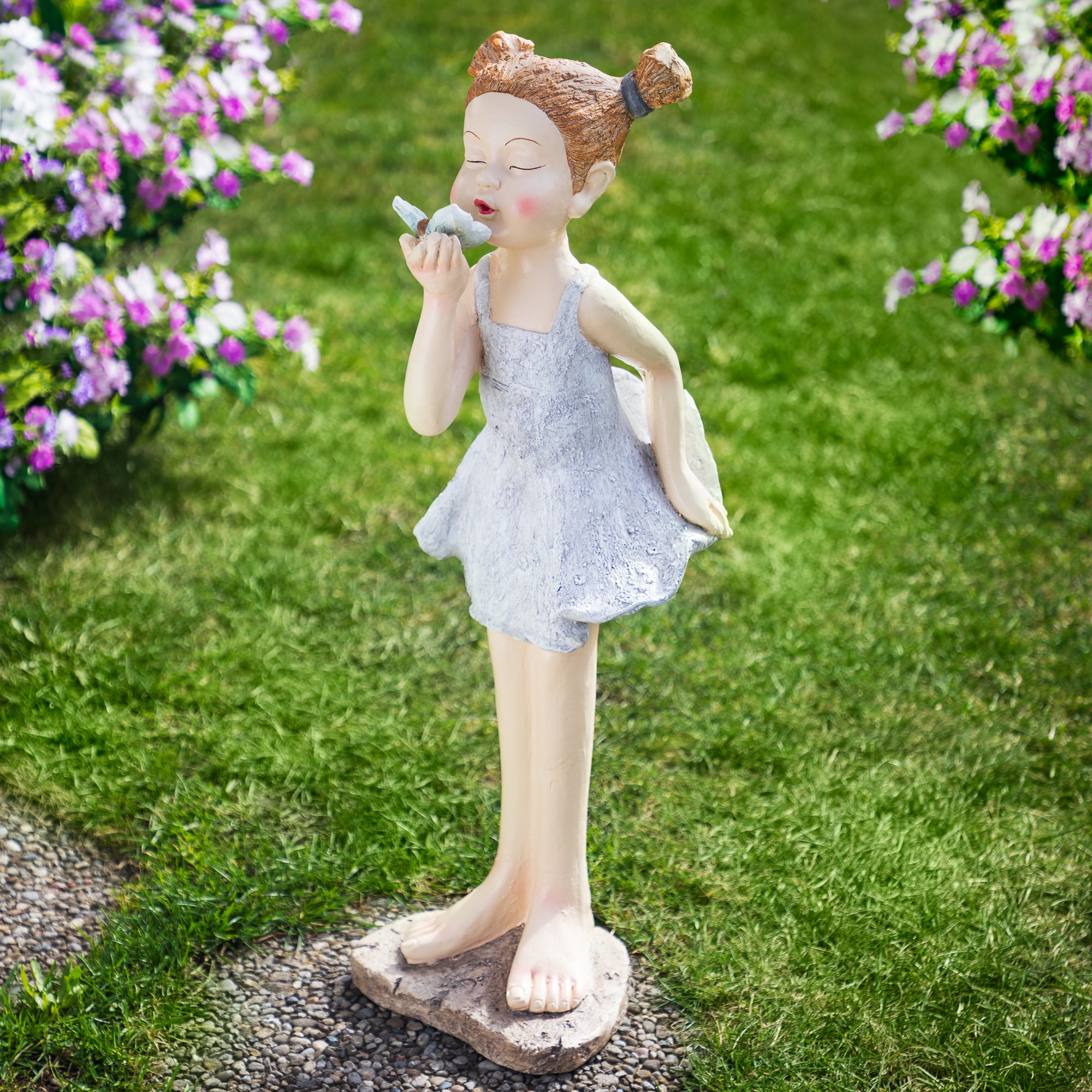 Northlight Girl with Butterfly Outdoor Garden Statue - 29" - Walmart.com