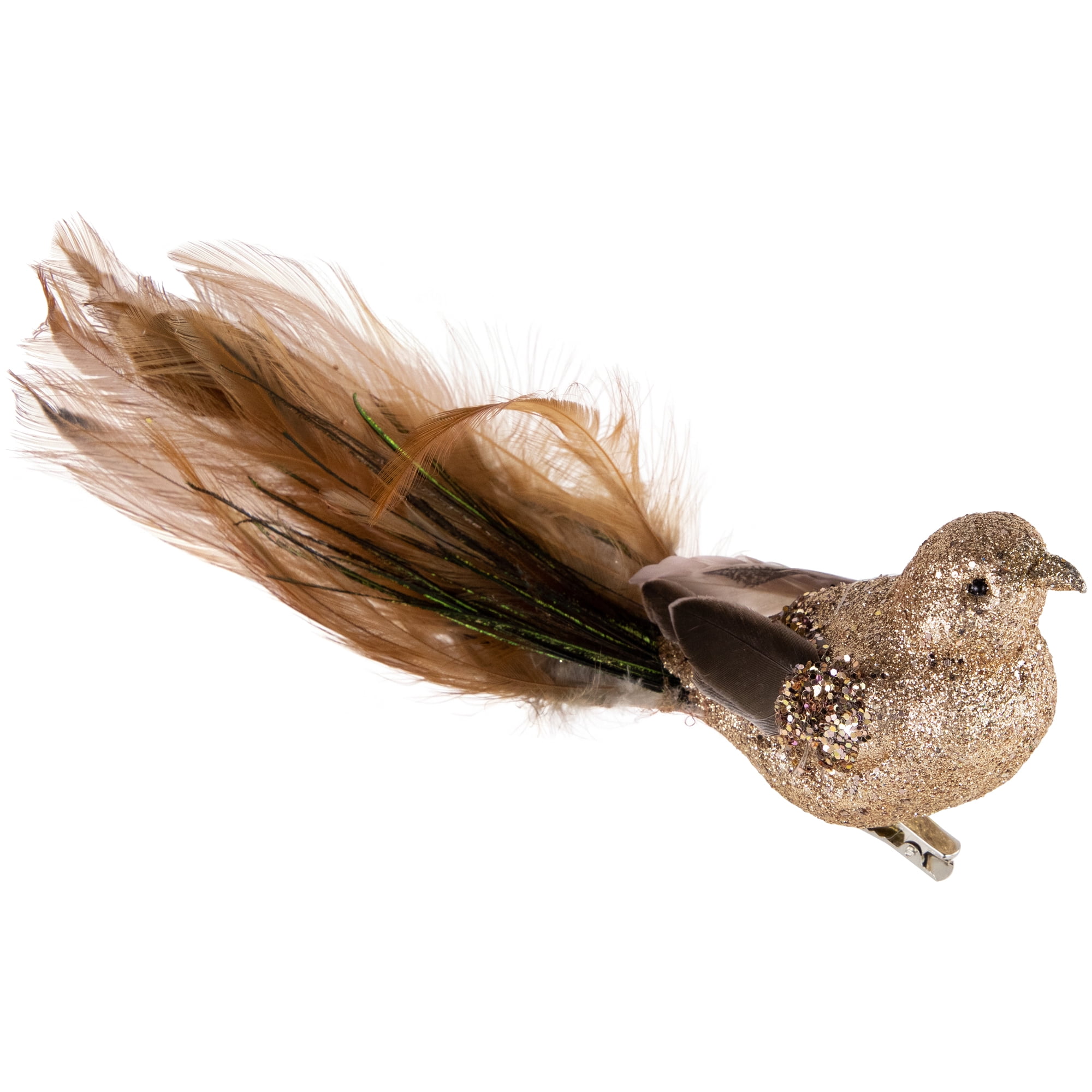 Northlight Glitter Bird with Feather Tail Clip On Christmas Ornament ...