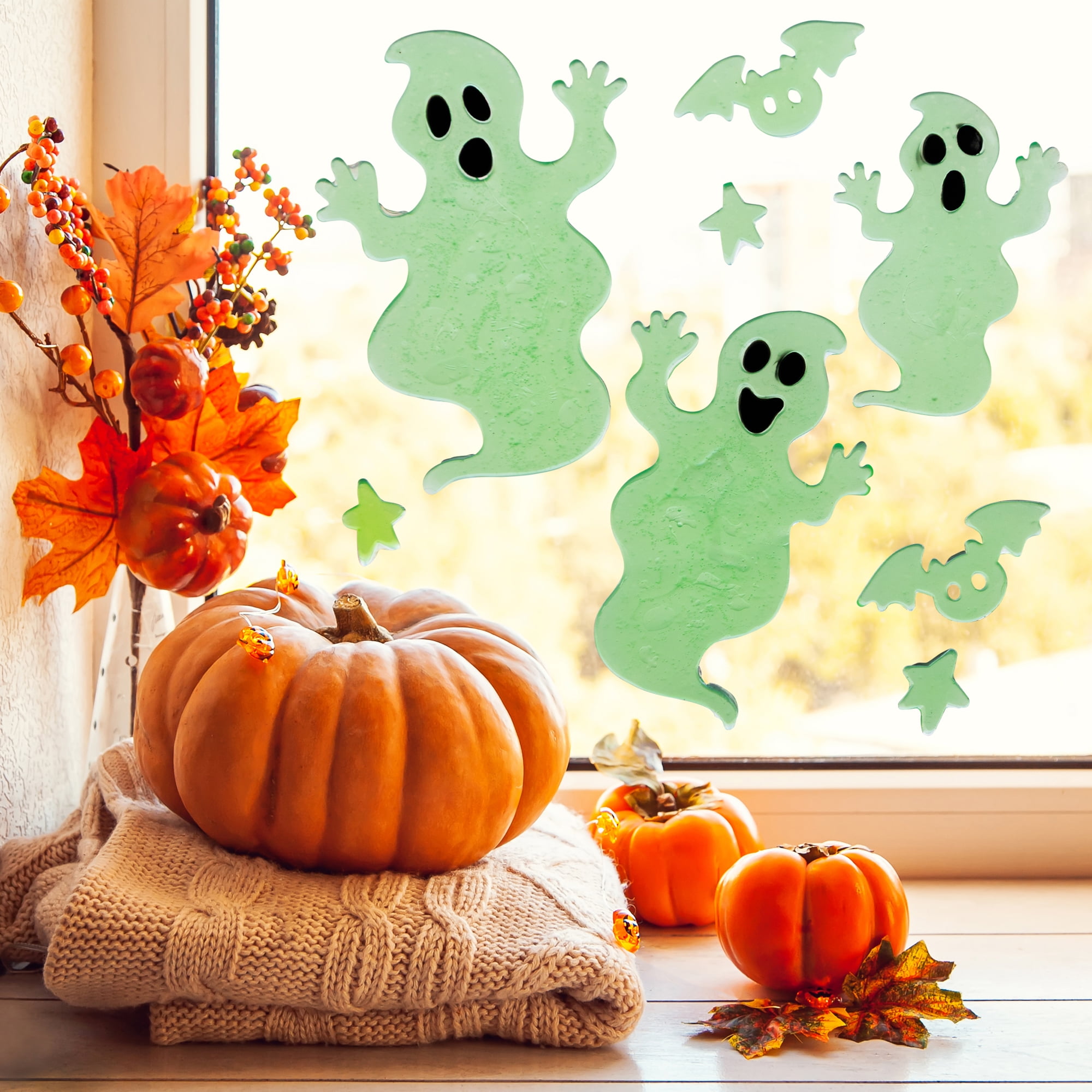 Northlight Glow In The Dark Ghosts Halloween Gel Window Clings - 9pc ...