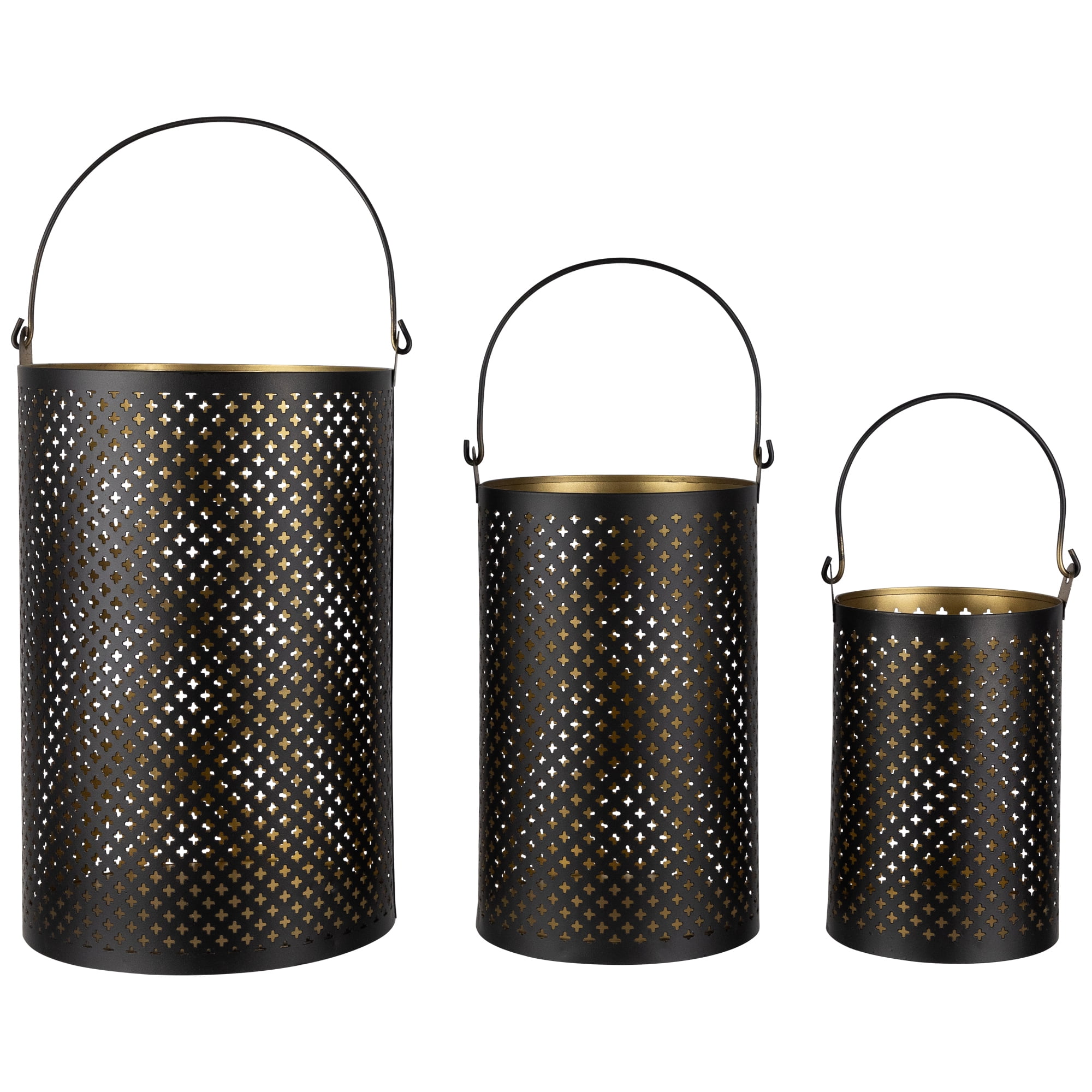 Northlight Iron Mesh Candle Holders with Handles - 10" - Black and Gold ...