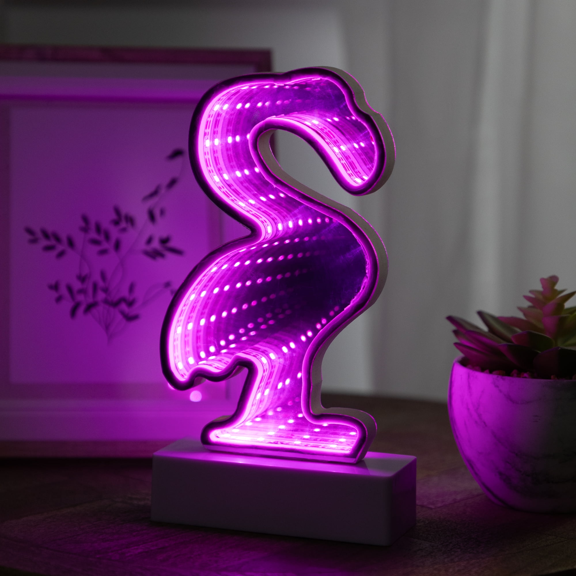 Northlight LED Lighted 3D Flamingo Infinity Mirror - 8" - Walmart.com