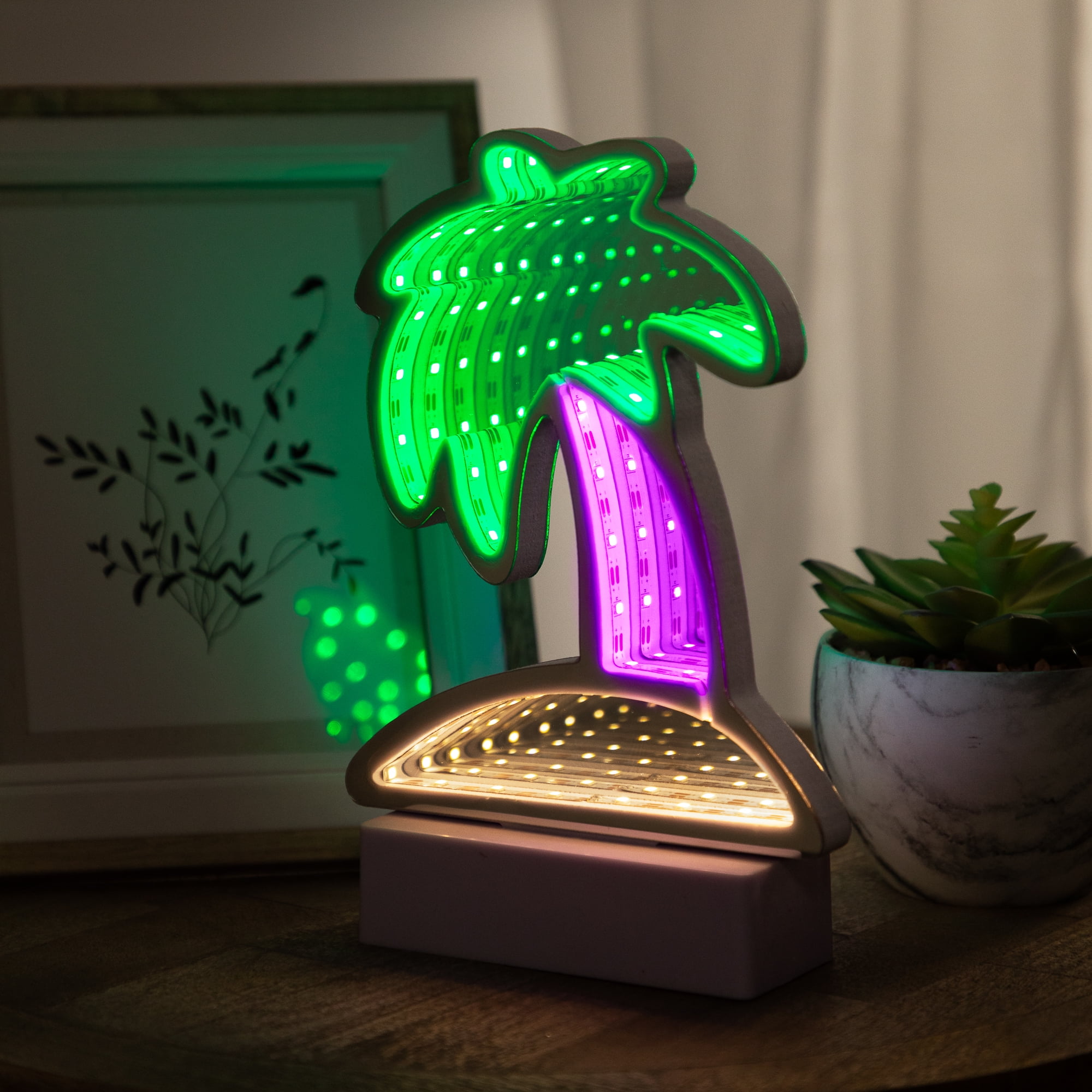 Northlight LED Lighted 3D Palm Tree Infinity Mirror - 8" - Walmart.com