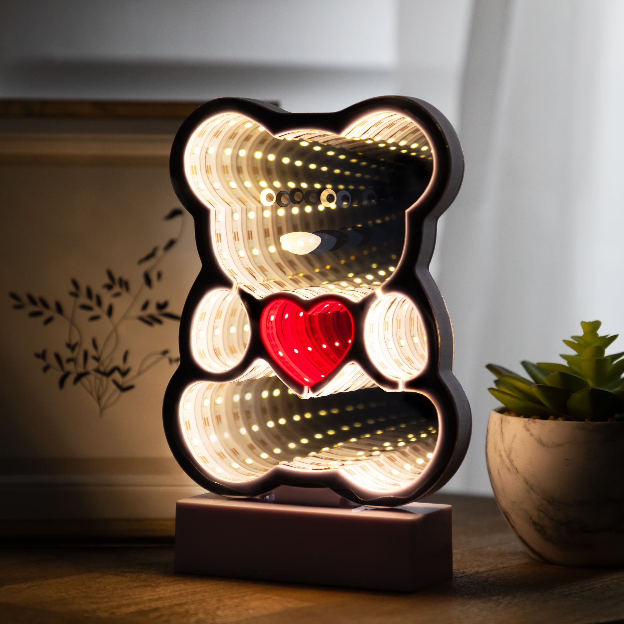 Northlight LED Lighted 3D Teddy Bear with Heart Infinity Mirror - 8 ...