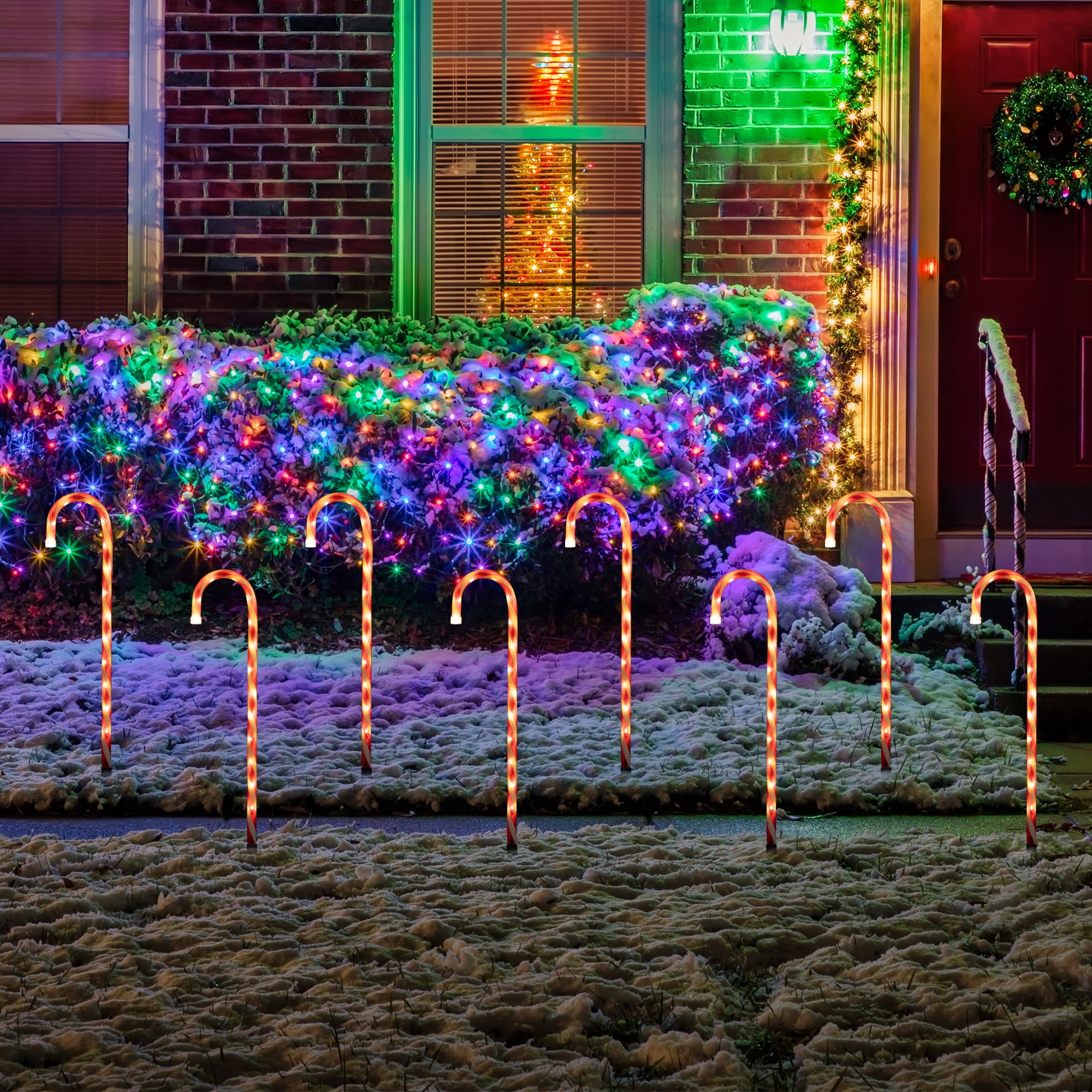 Northlight LED Lighted 8-Speed Candy Cane Christmas Pathway Markers ...