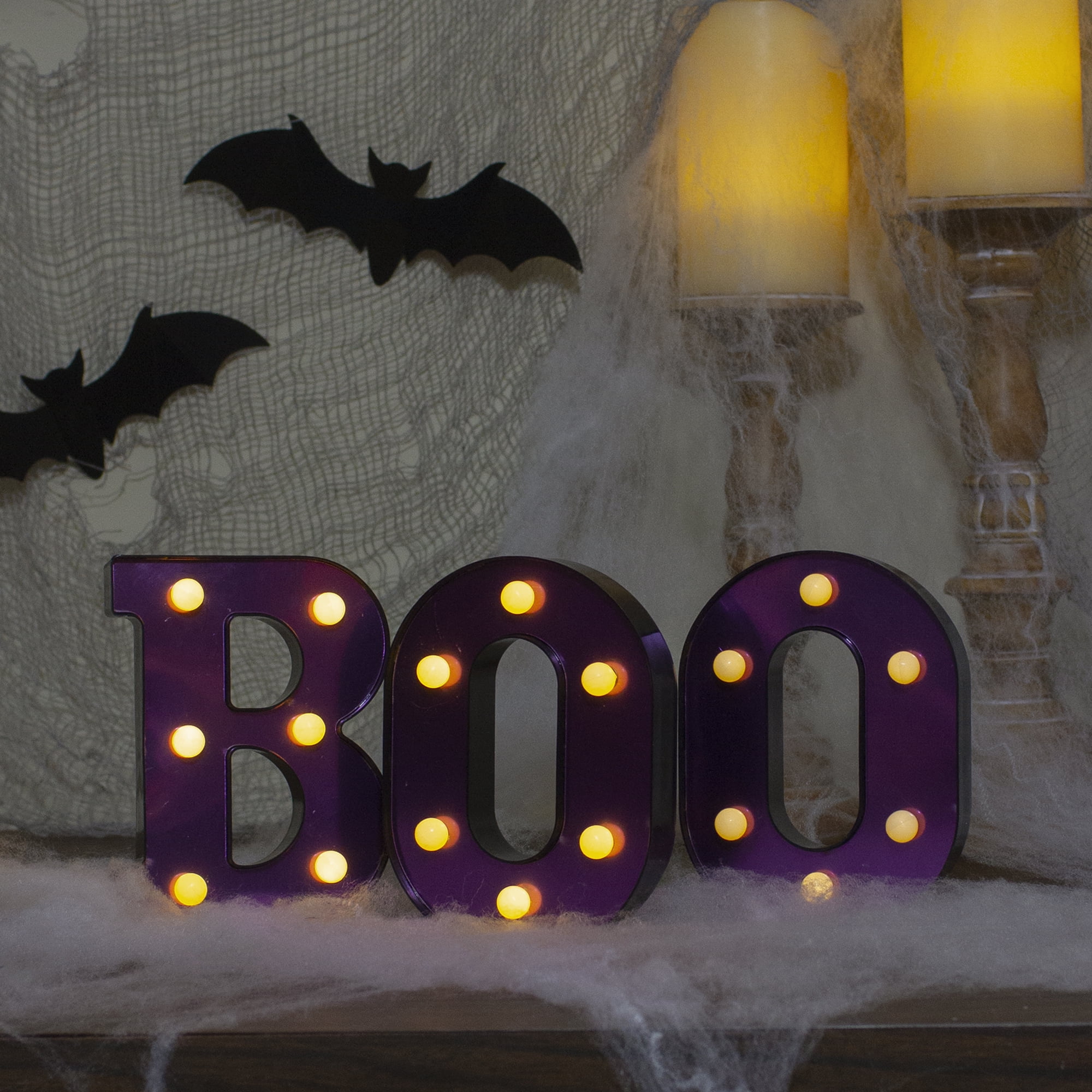 Northlight LED Lighted "BOO" Halloween Marquee Sign - 6.5" - Purple ...