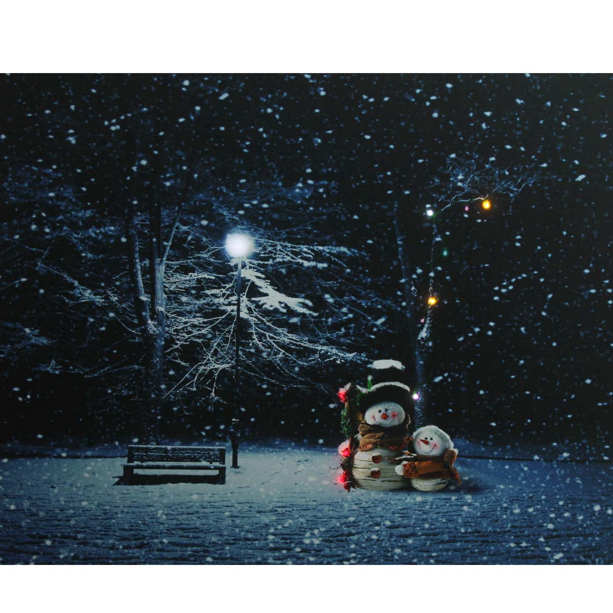 Northlight LED Lighted Christmas Snowmen in a Wintry Park Canvas Wall ...