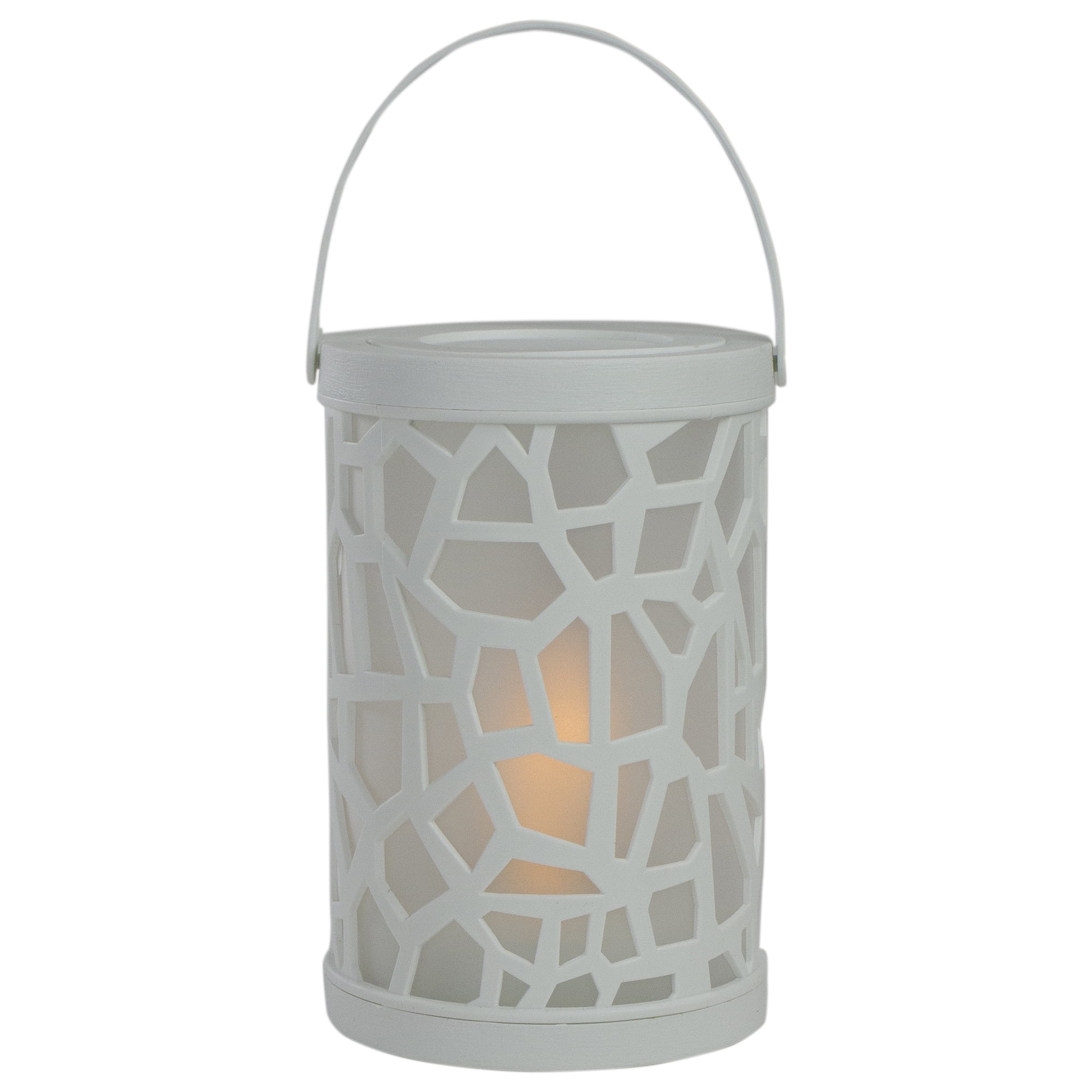 Northlight LED Lighted Faux Flame Mosaic Lantern with Handle - 6.5 ...