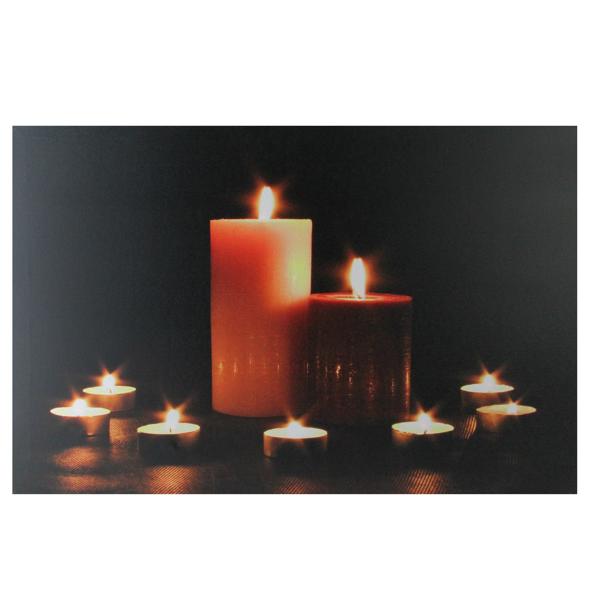 Northlight LED Lighted Flickering Pillar and Tea Light Candles Canvas ...