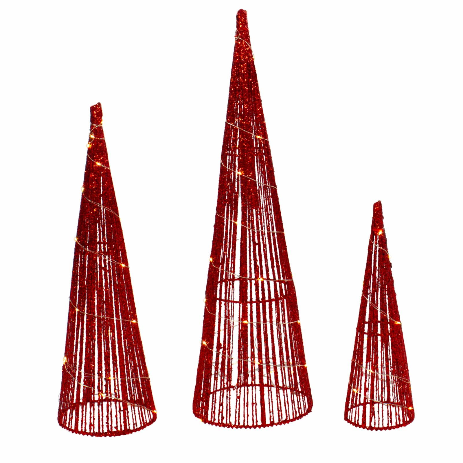 Free Shipping! Northlight LED Glitter Cone Tree Set - 3 Pre-Lit Trees ...