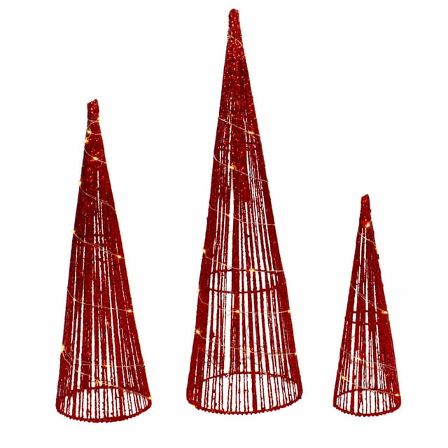 Free Shipping! Northlight LED Glitter Cone Tree Set - 3 Pre-Lit Trees ...