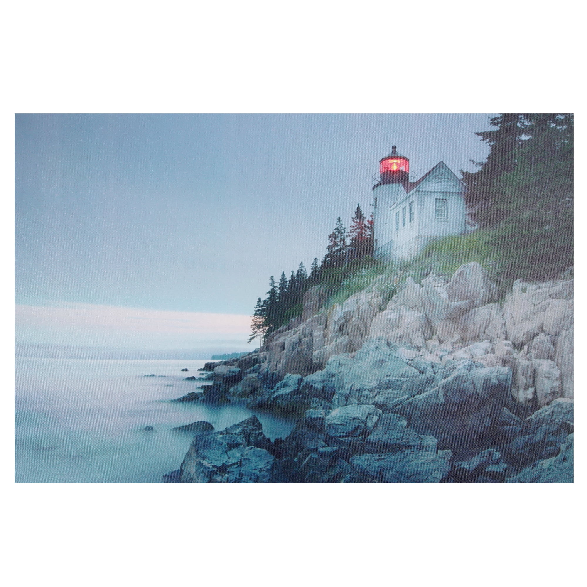 Northlight LED Lighted Lighthouse Home with Morning Sunrise Canvas Wall ...