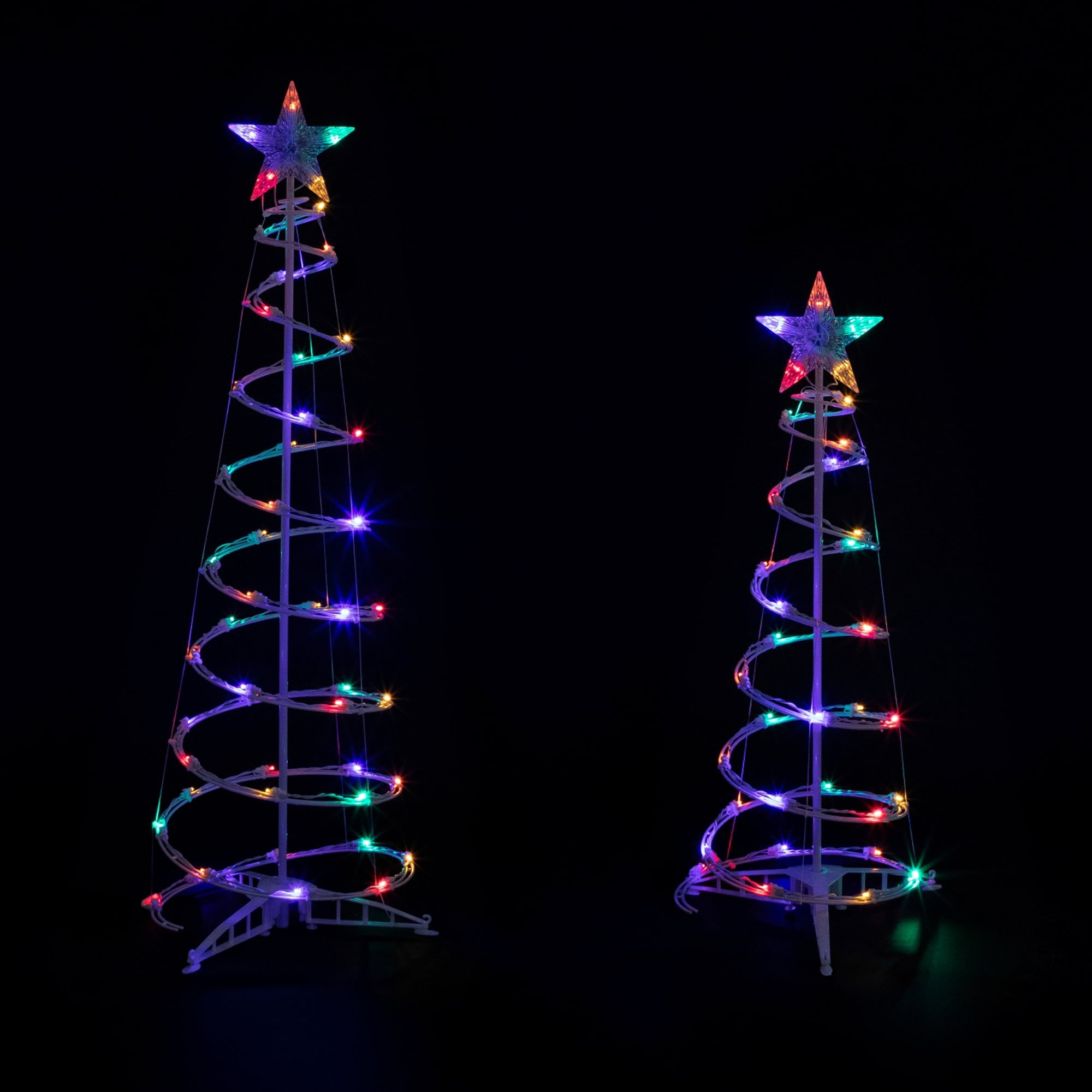 Northlight LED Lighted Spiral Christmas Trees Set of 2, Multi-Color ...