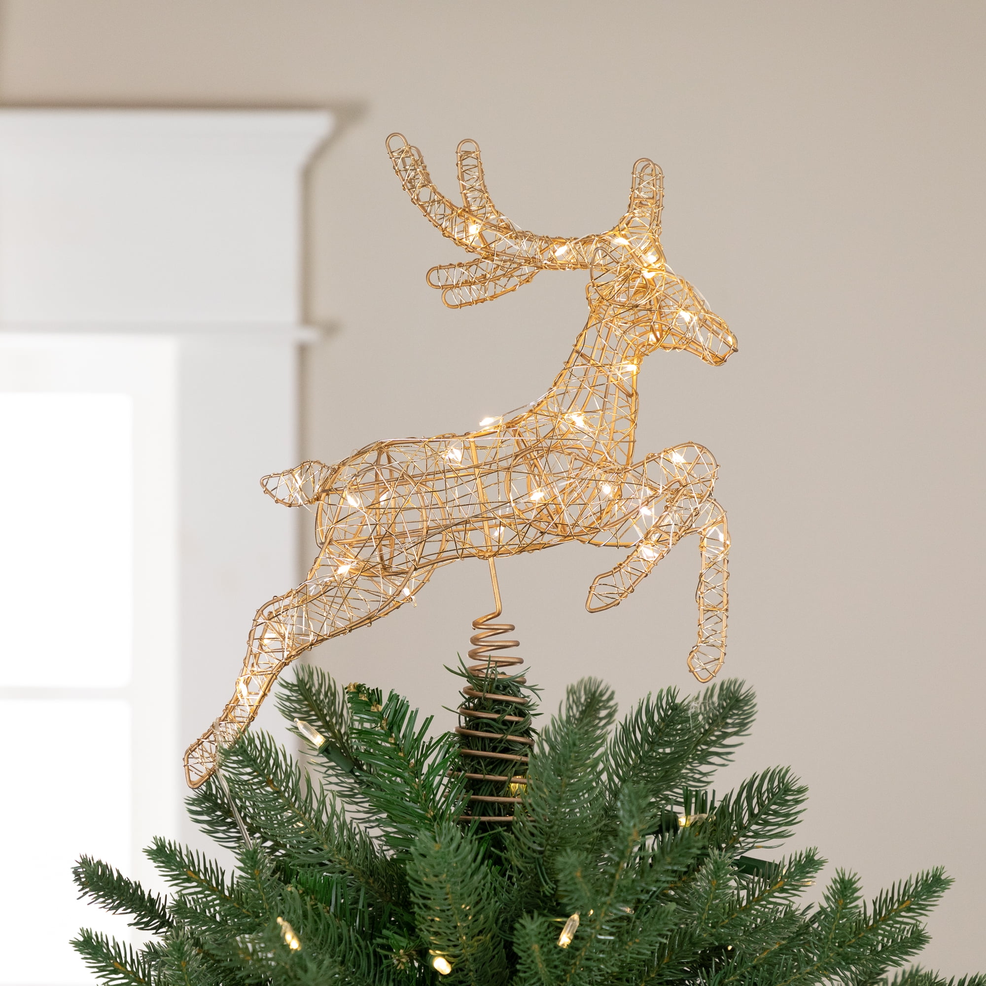 Northlight LED Lighted Reindeer Christmas Tree Topper - 13" - Gold ...