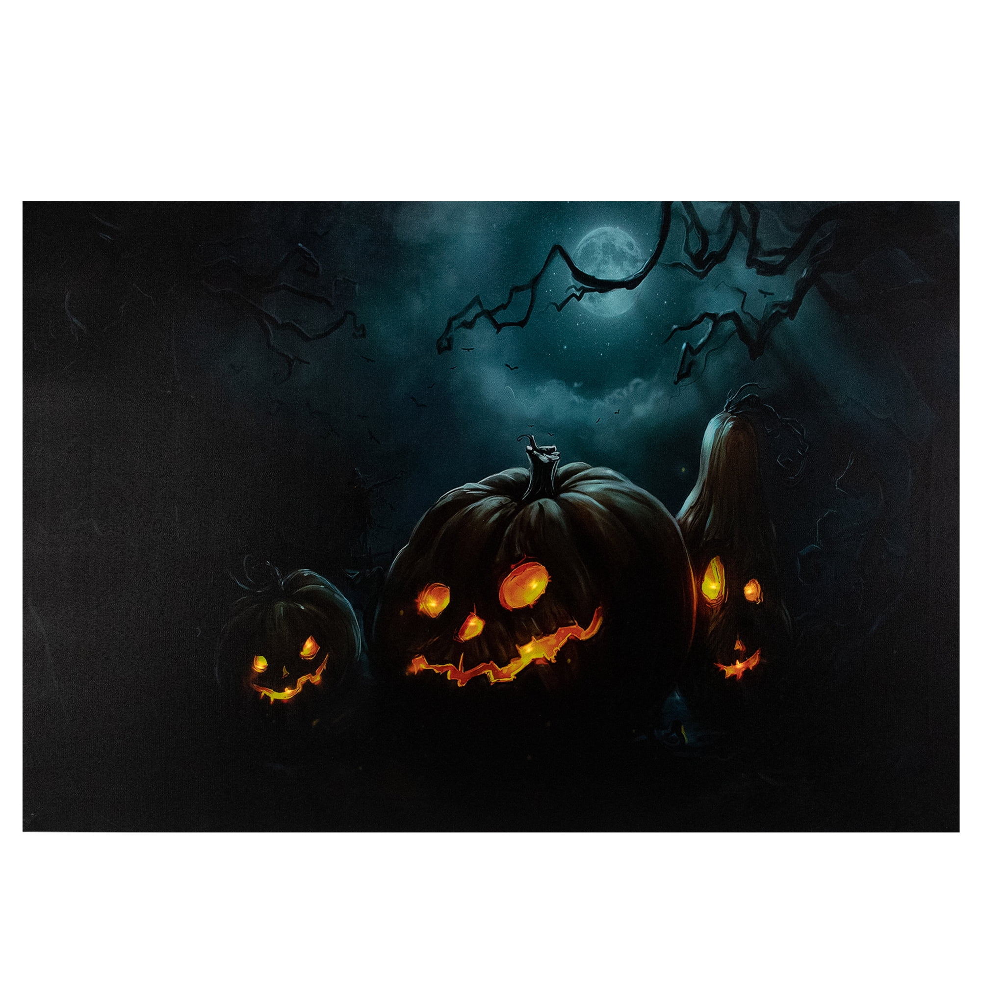 Northlight LED Lighted Halloween Jack-O-Lanterns Decor, Canvas Wall Art ...
