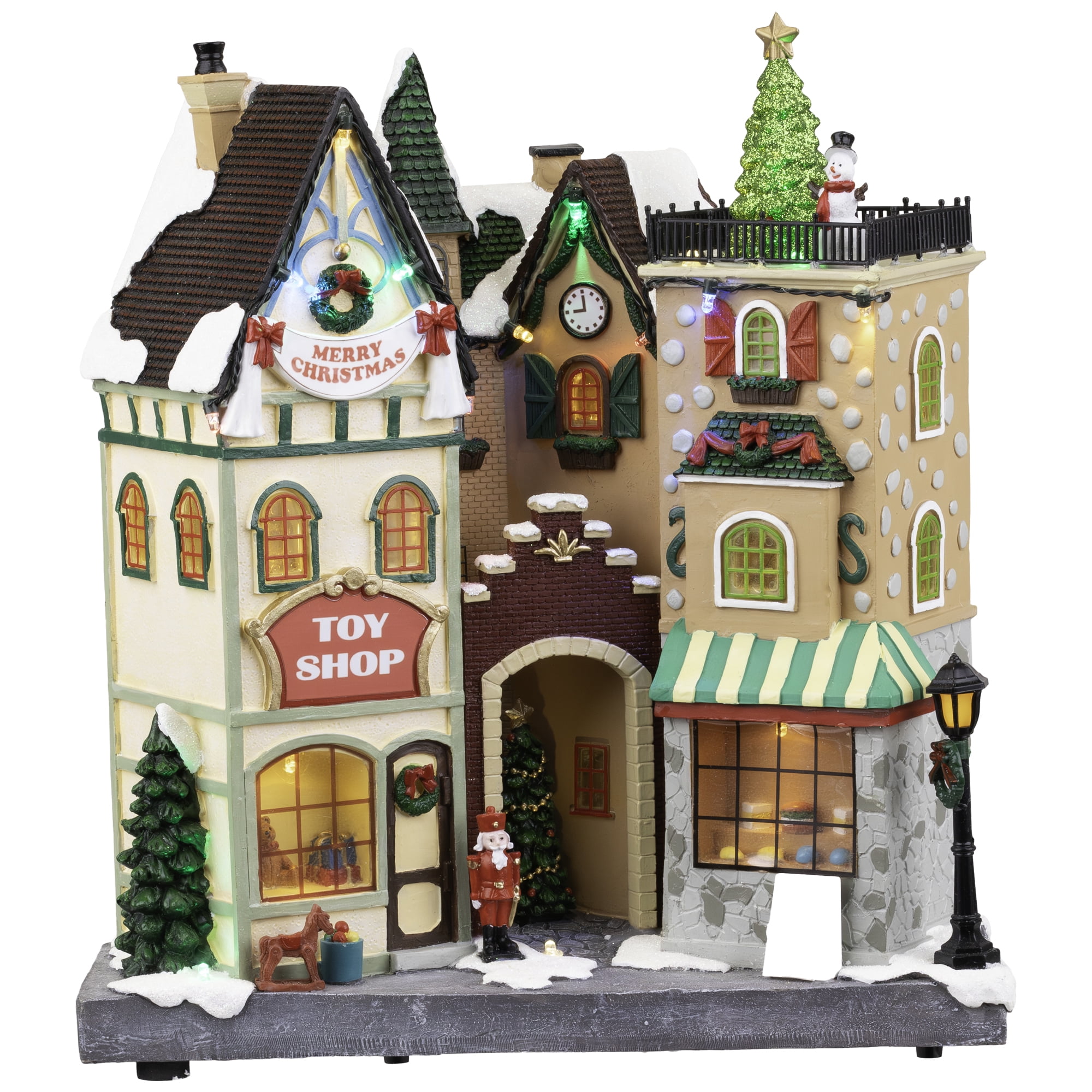 Northlight LED Lighted and Musical Christmas City Toy Shop Village ...
