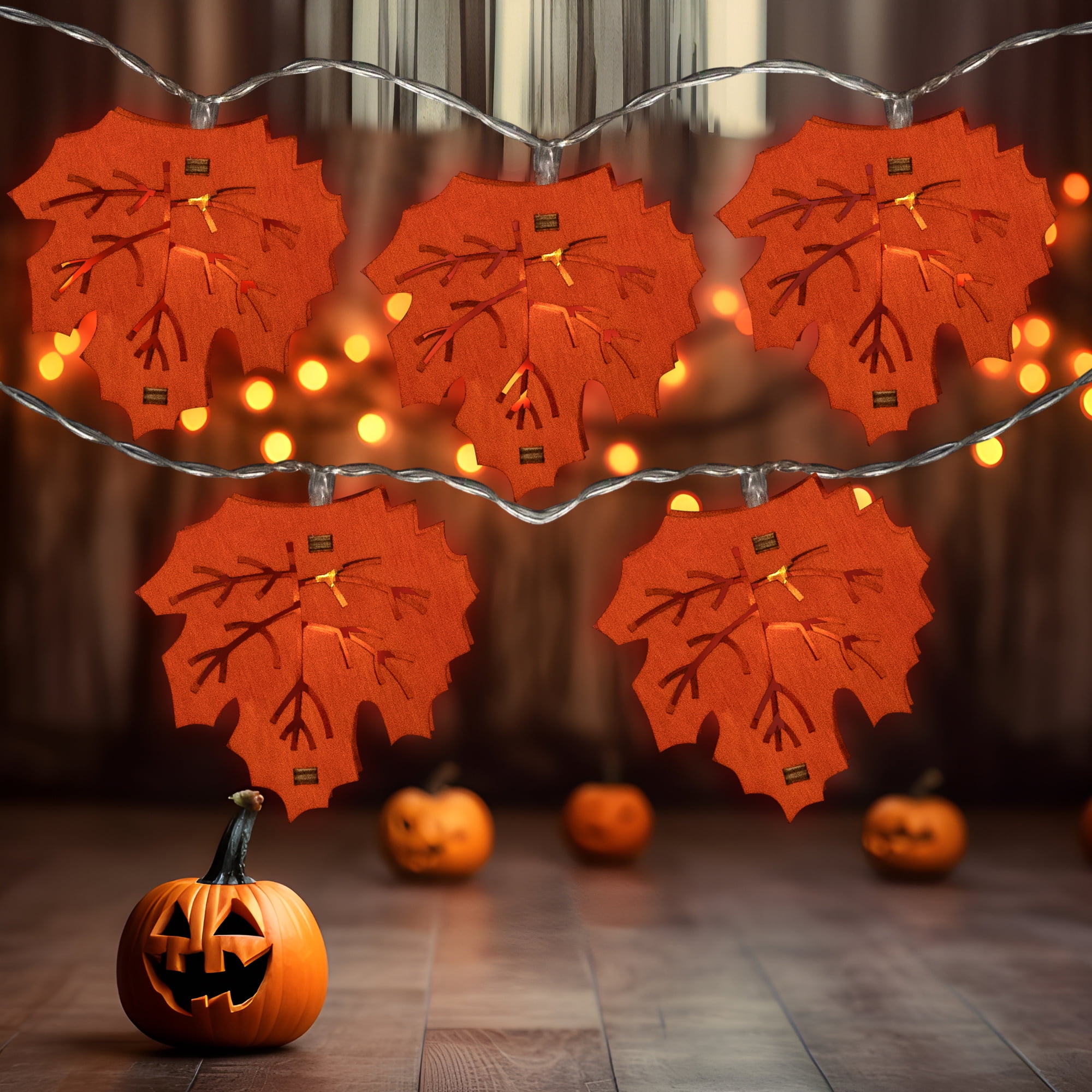 Northlight LED Maple Leaves Fall Harvest Fairy Lights - 4.5' Clear Wire ...