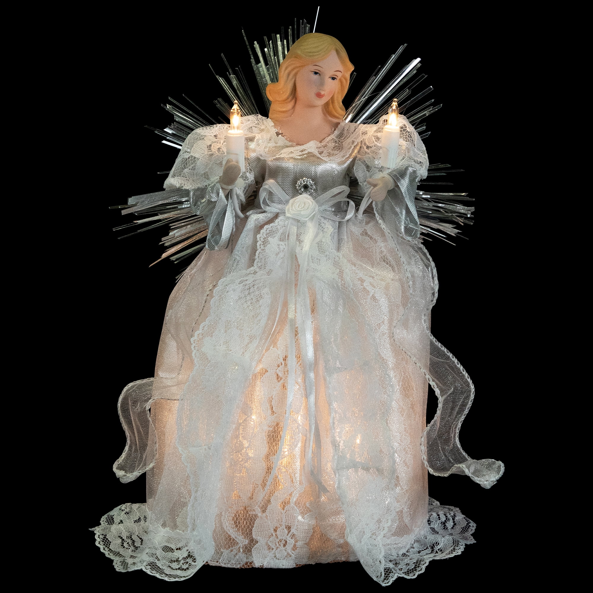 Northlight Lighted Angel with Candle Christmas Tree Topper - 10.5 ...