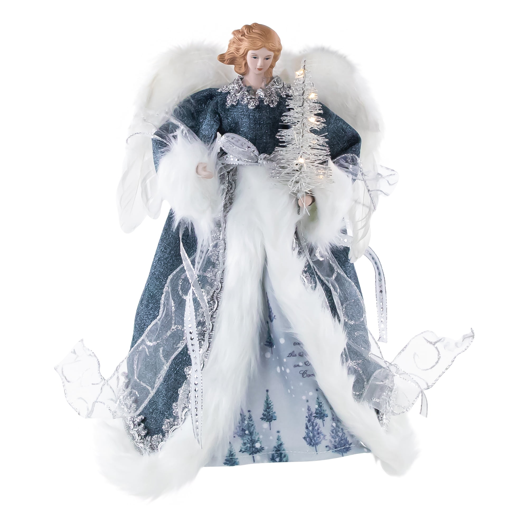 Northlight Lighted Angel with Faux Fur Wings Christmas Tree Topper - 14 ...