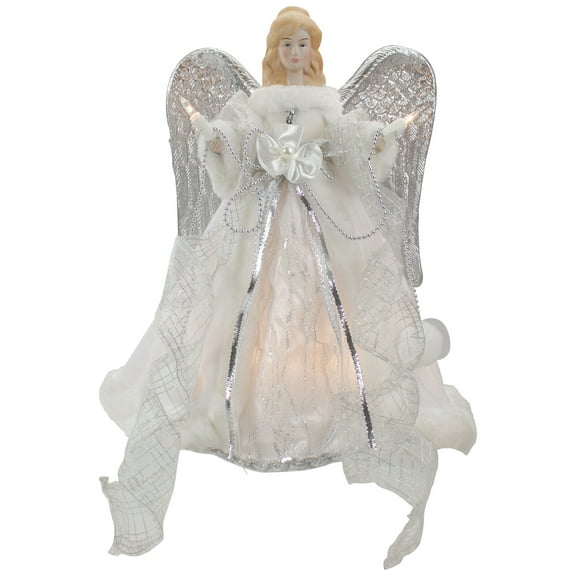 Christmas Angel Tree Topper with with White Feather Wings,13” Christmas ...