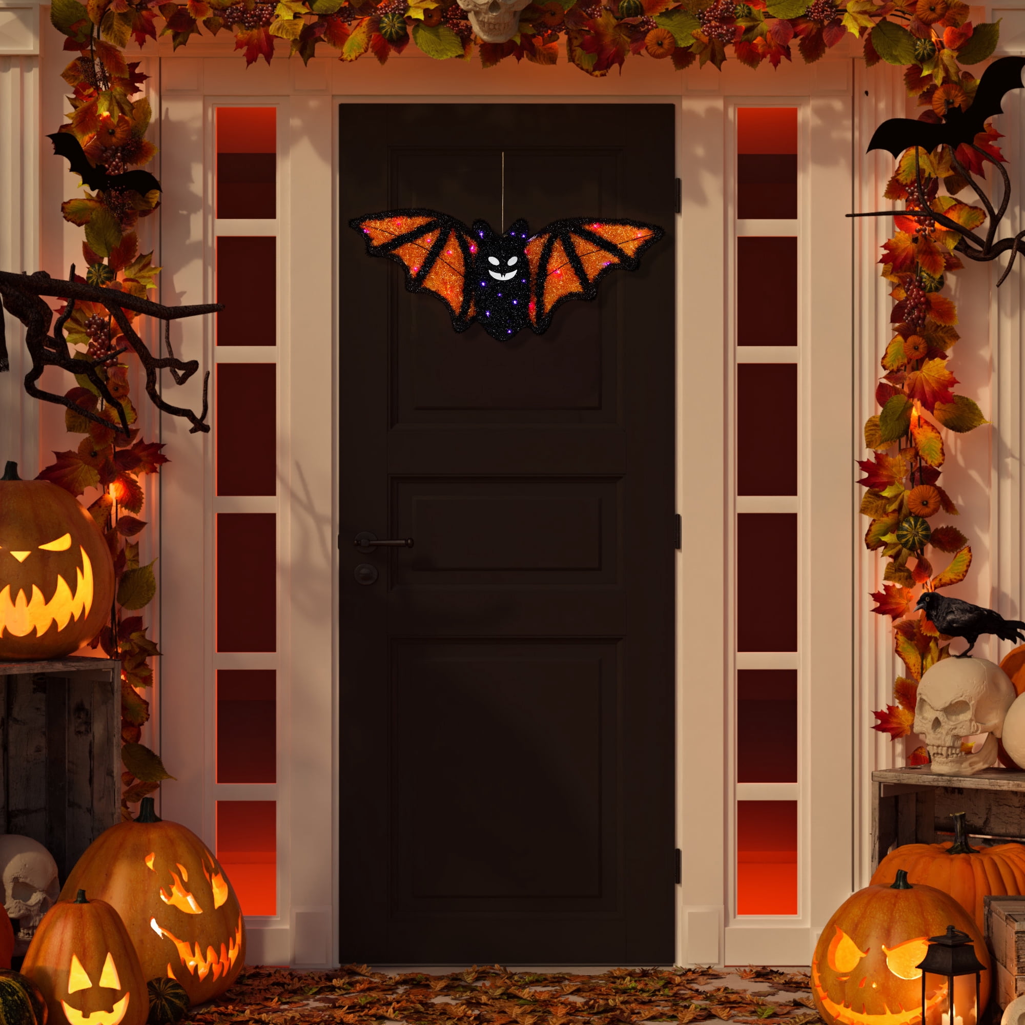 Northlight LED Lighted Bat Halloween Decoration - 25" - Black and ...