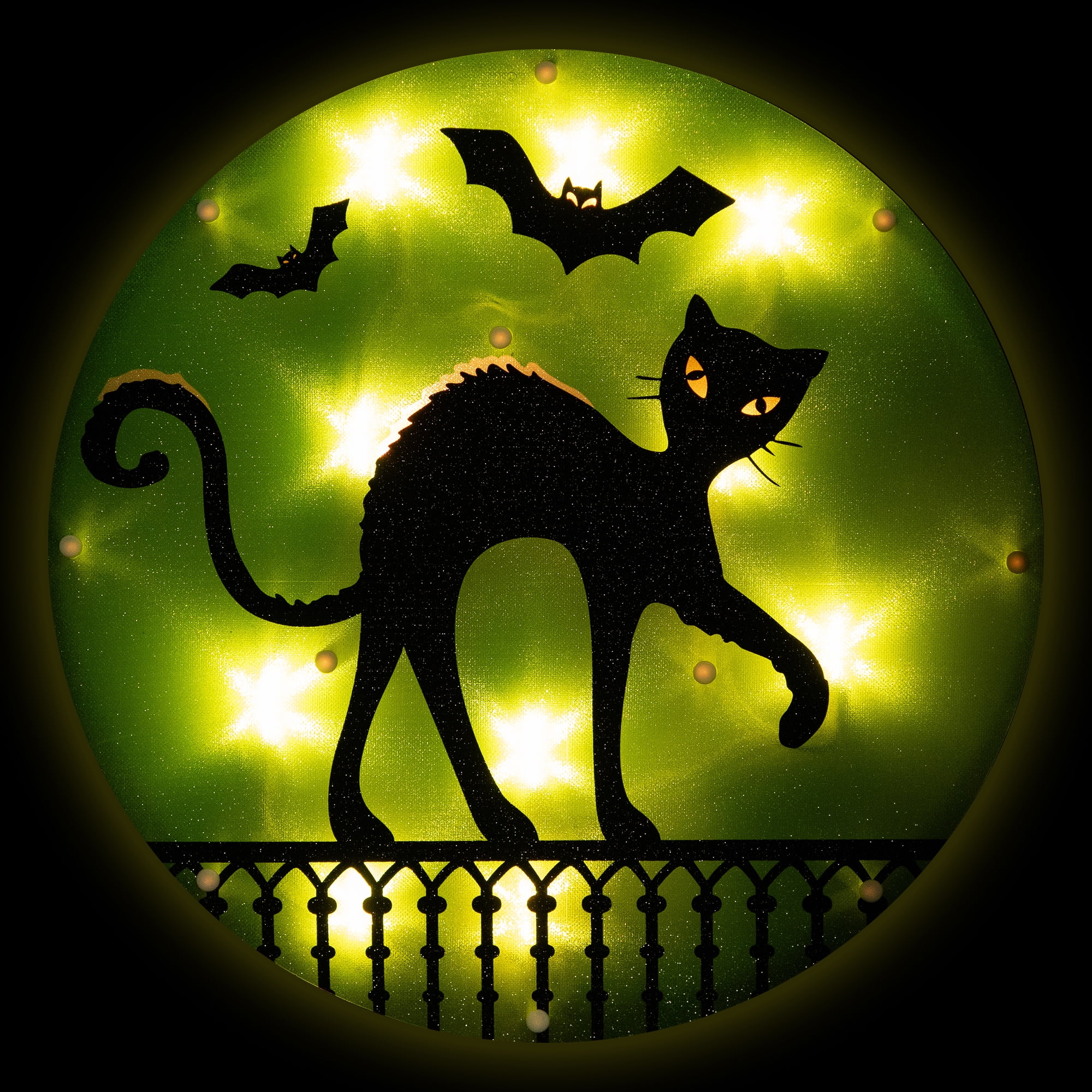 Northlight Lighted Cat Halloween Window Silhouette - 13.75" - Green ...