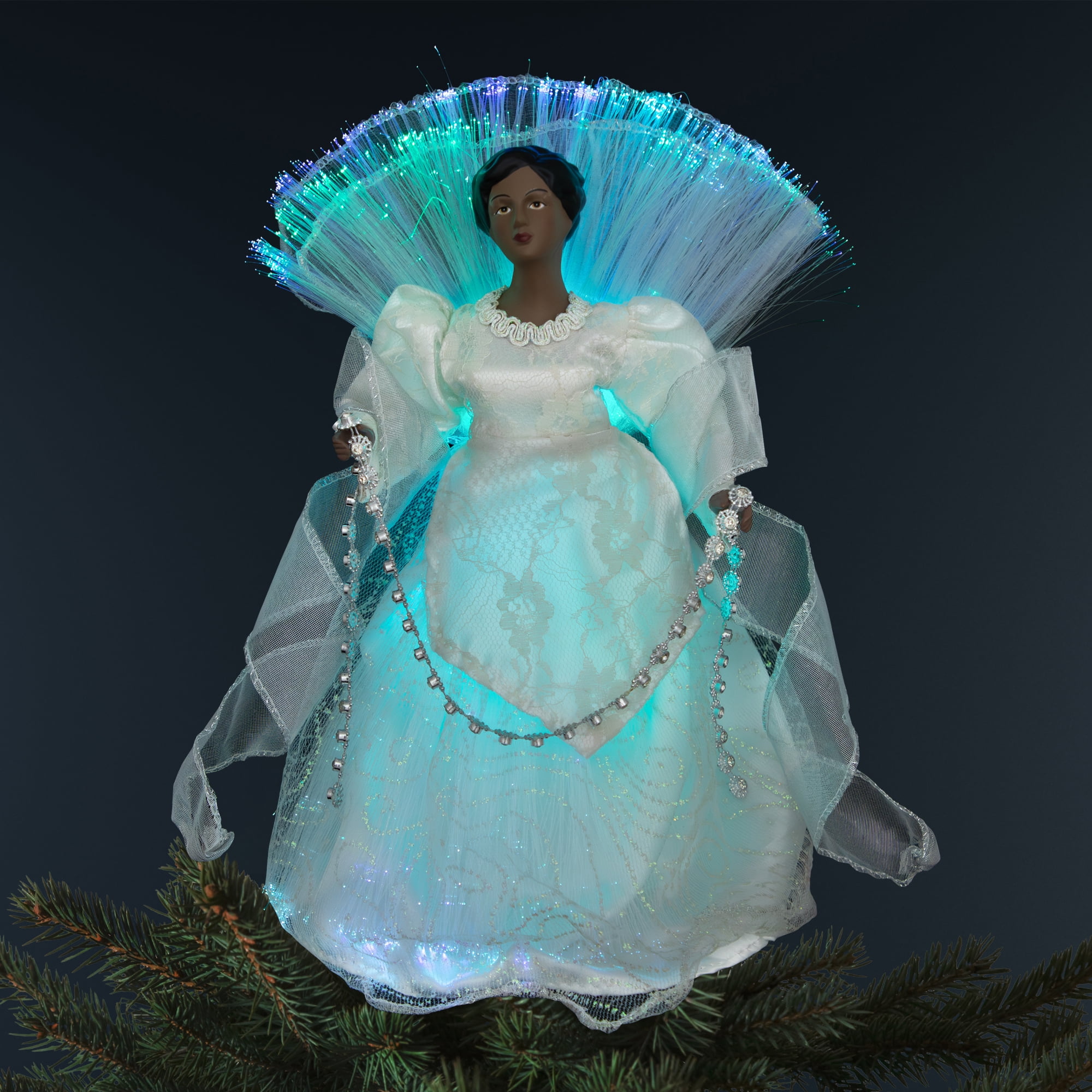 Northlight Lighted Fiber Optic African American Angel Christmas Tree ...