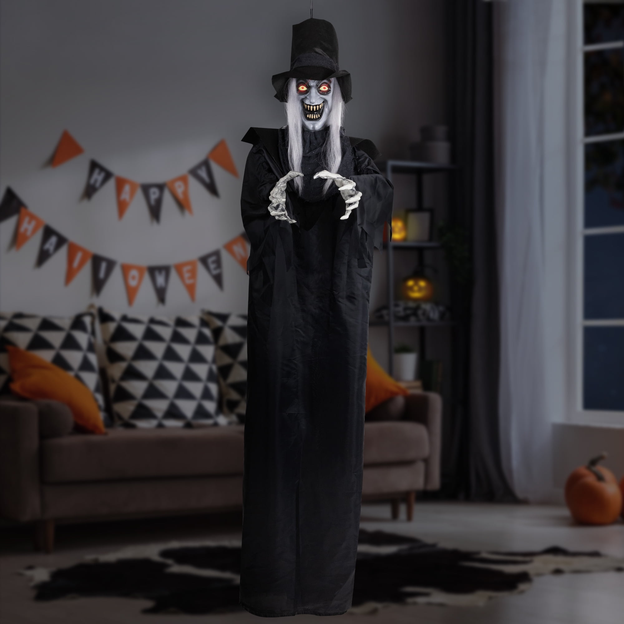 Northlight Lighted Ghoul with Sound Activation Hanging Halloween ...