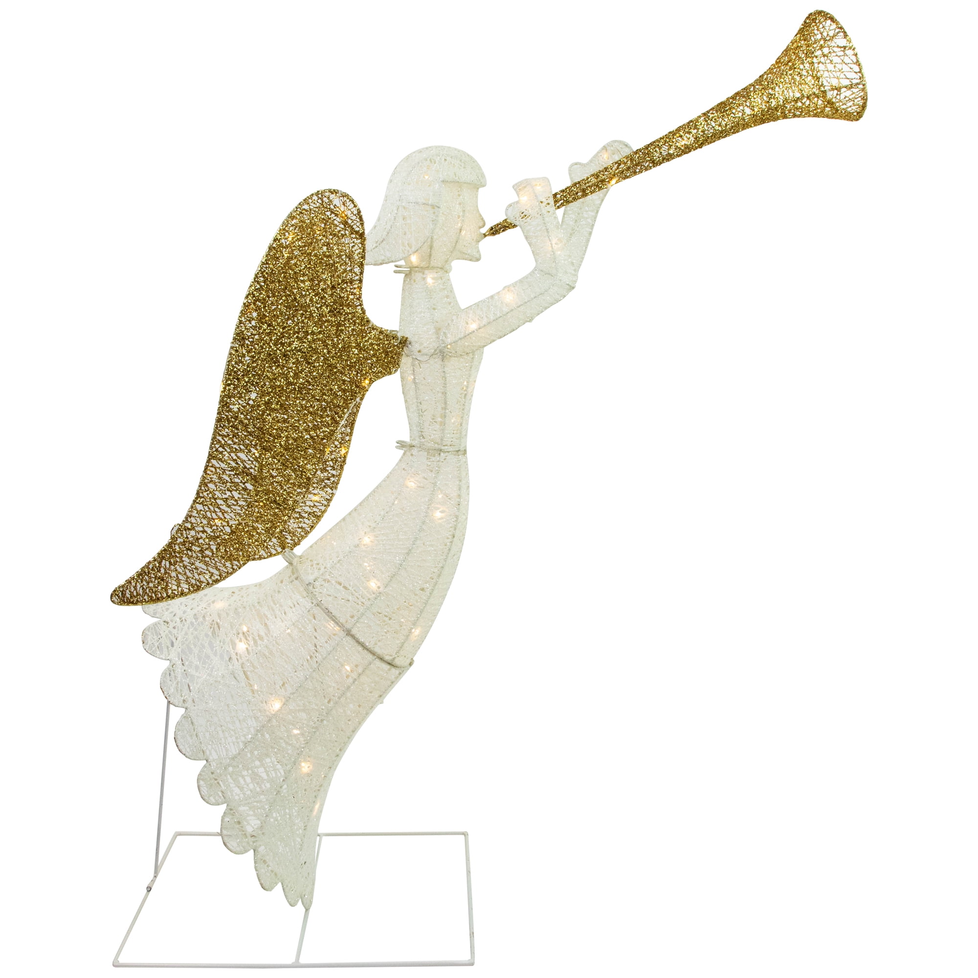 "Northlight 48"" Iluminado Brillante Plata y Oro Trompeta Angel Adornos ...