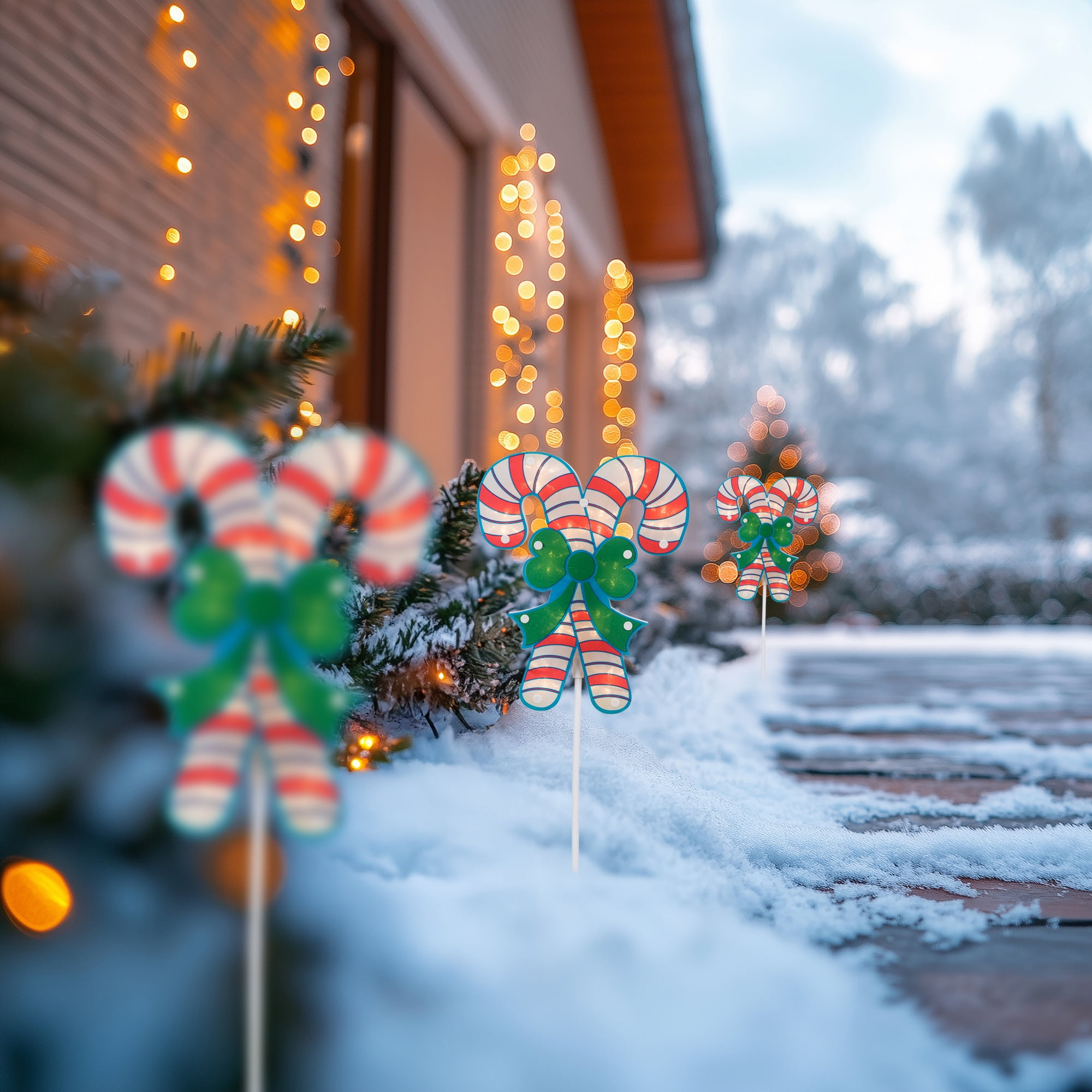 Northlight Lighted Holographic Candy Cane Outdoor Christmas Pathway ...
