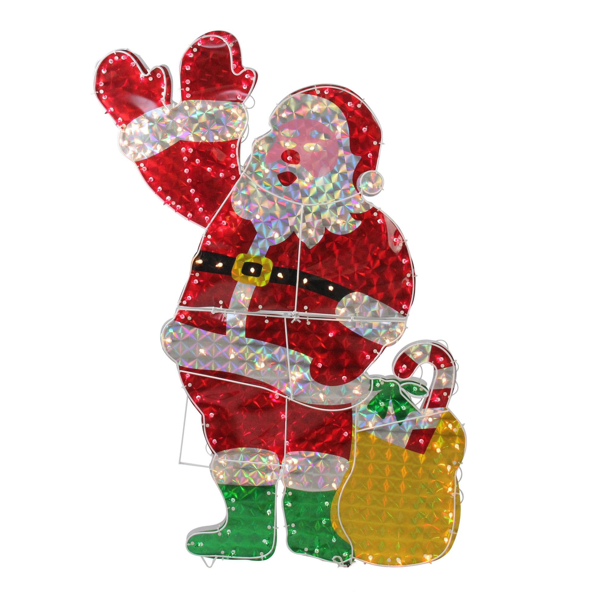 Northlight Lighted Holographic Waving Santa Claus Outdoor Christmas ...