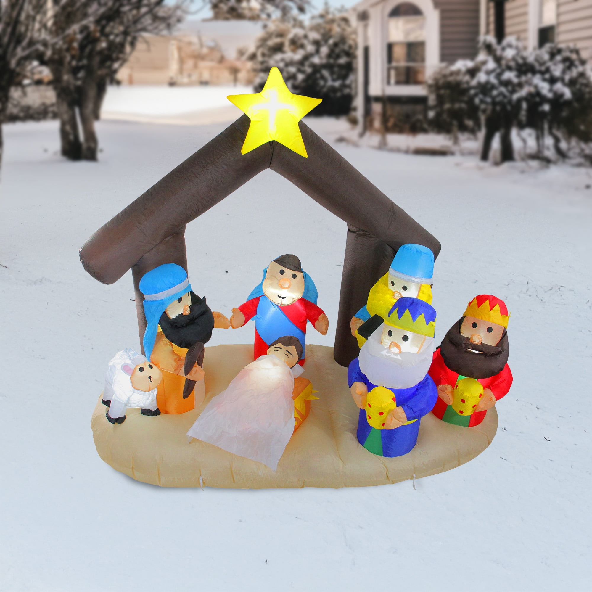 Northlight Lighted Inflatable Nativity Scene Outdoor Christmas ...