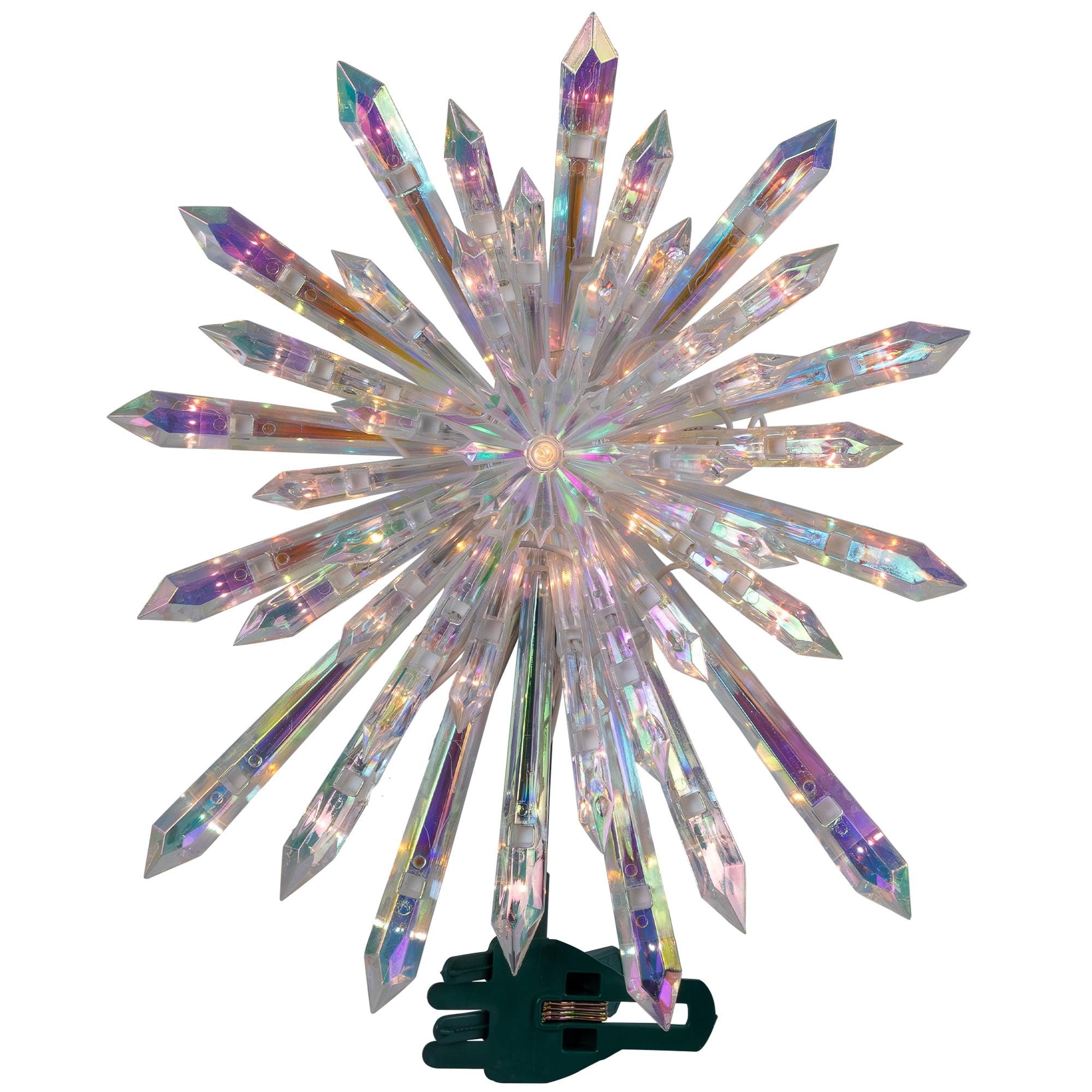 "Northlight 14"" Iridescent Icicle Christmas Tree Topper with Clear ...