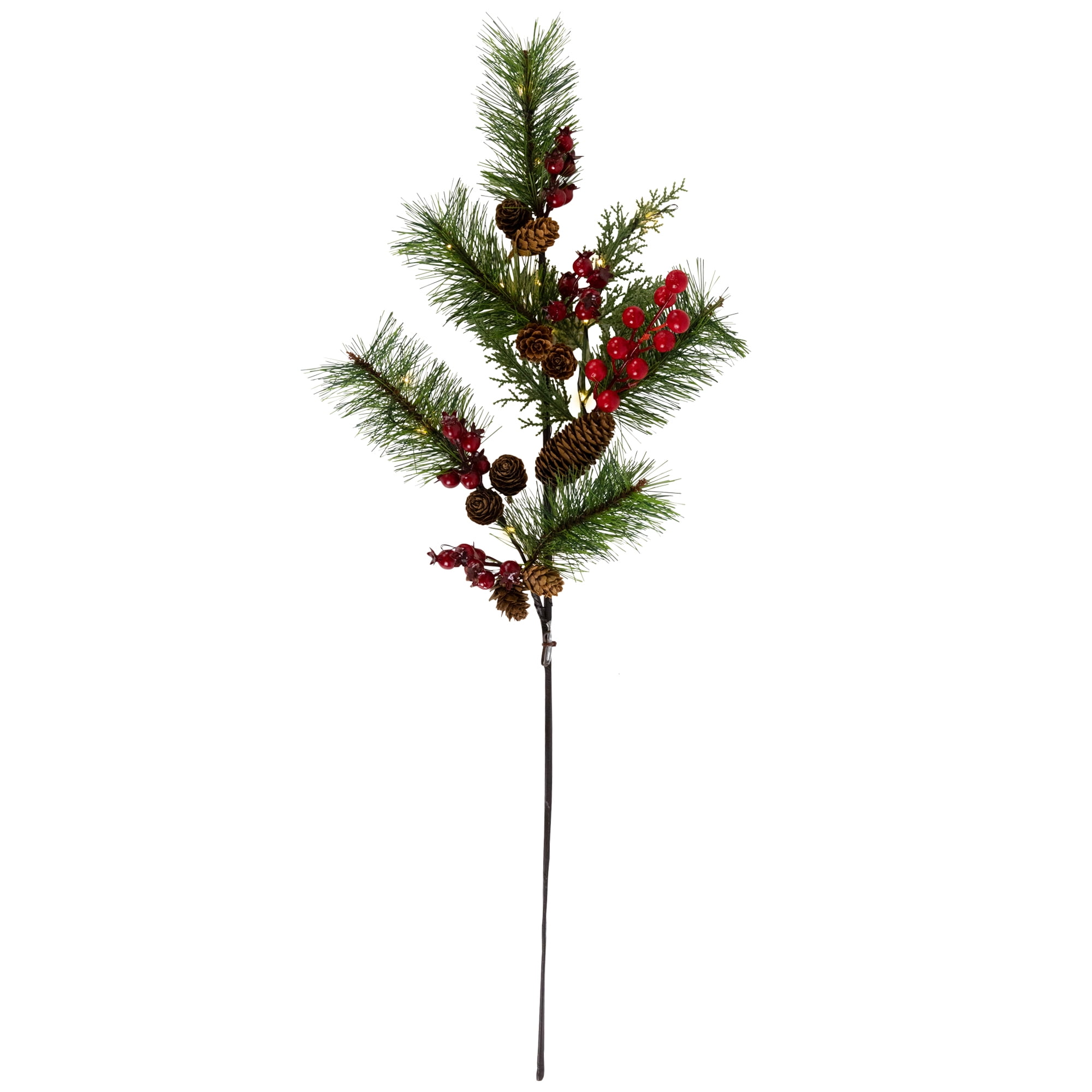 Northlight Lighted Pinecone Berry Pine Christmas Spray 27 Inch Warm ...