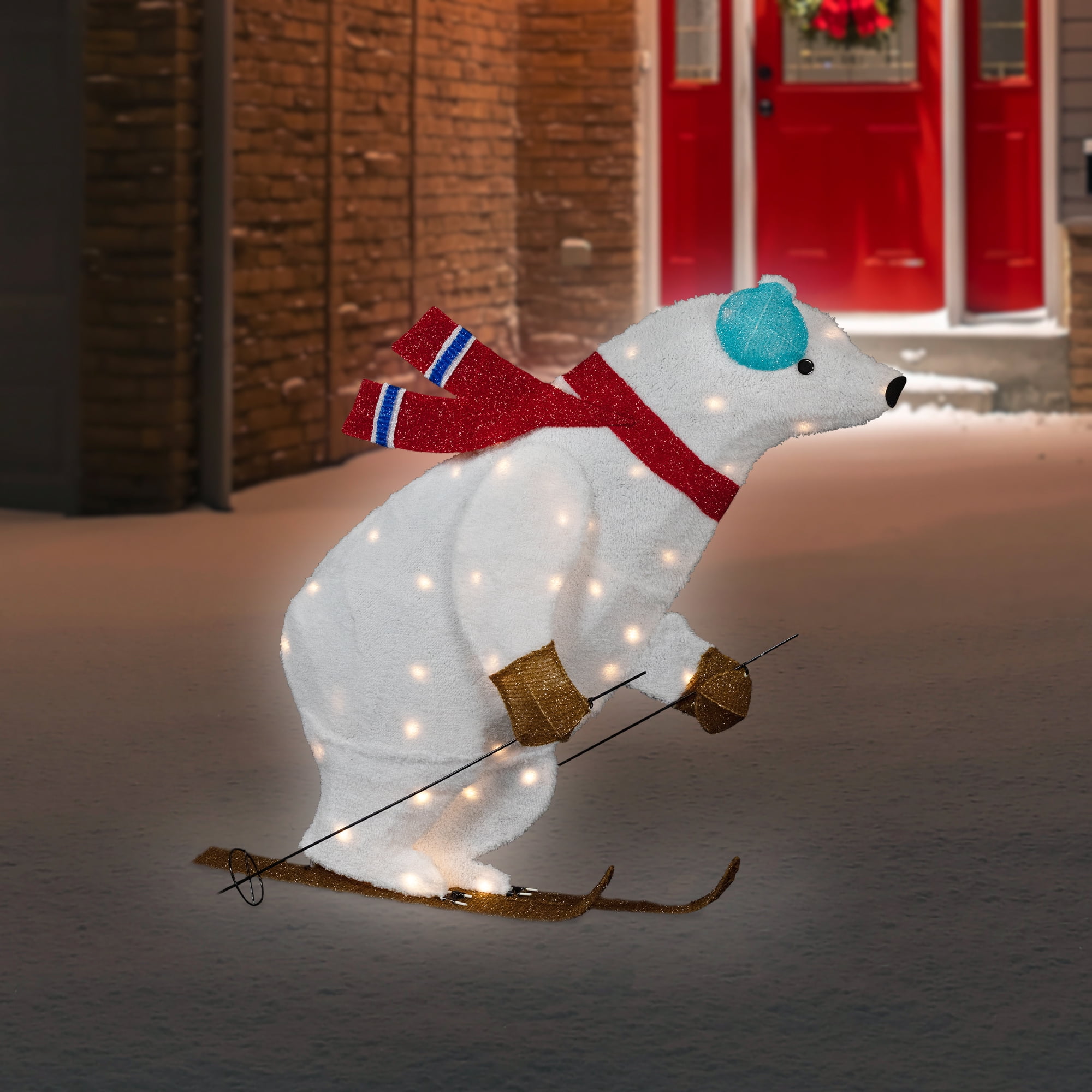 Northlight Lighted Skiing Polar Bear Outdoor Christmas Decoration - 40 ...