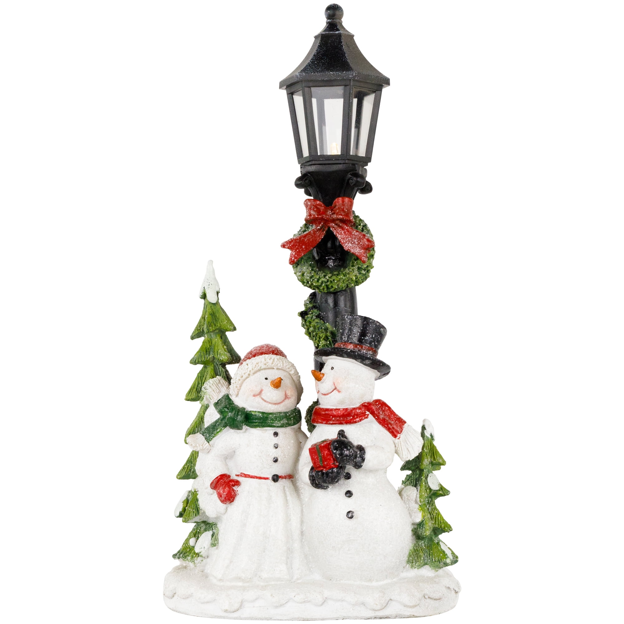 Northlight Glittered Snow Couple Under Lighted Street Lamp Christmas ...