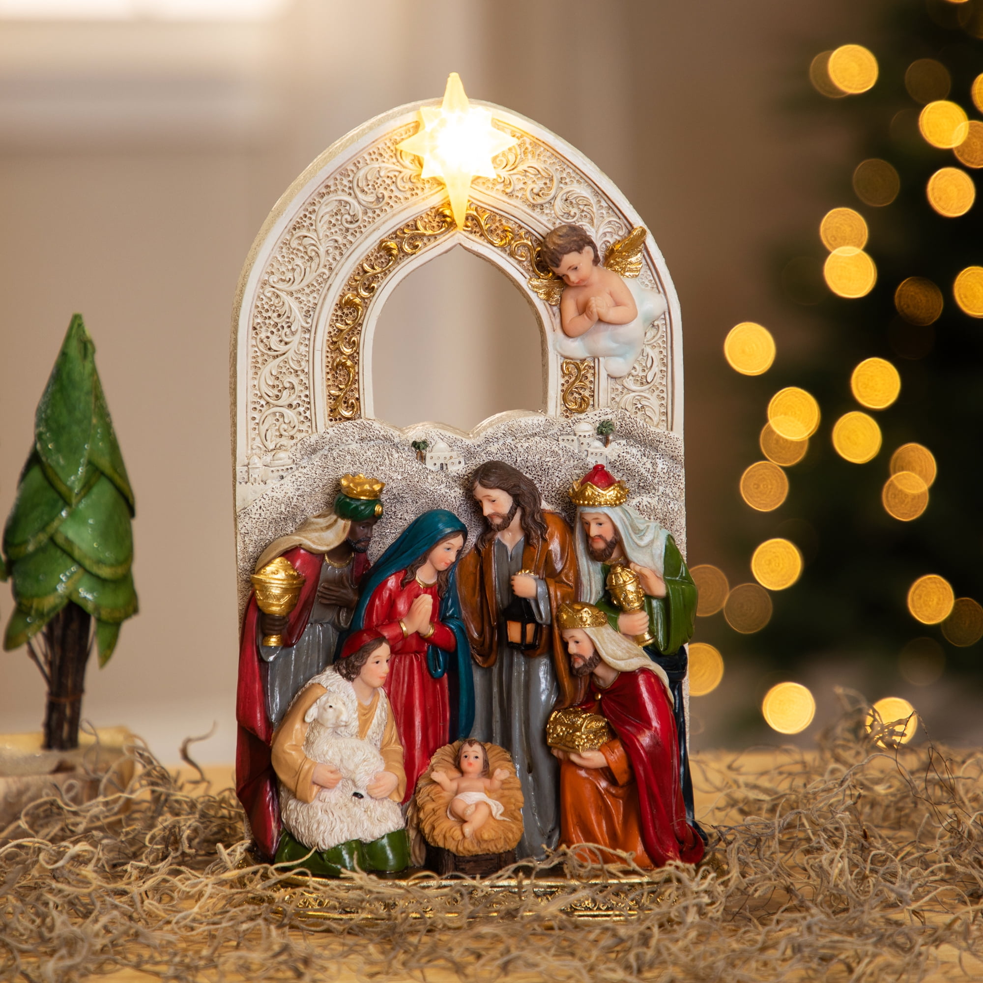 Northlight Lighted Star, Holy Family, Wise Men, Shepard and Angel ...