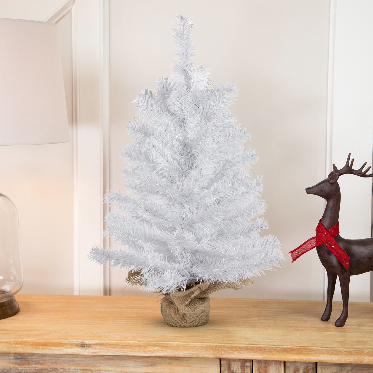 Northlight Medium Mini White Balsam Pine Artificial Christmas Tree with ...