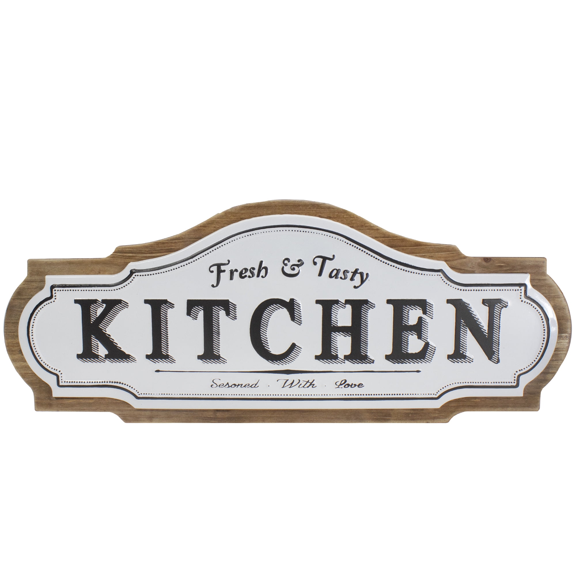 Northlight Metal "Kitchen Fresh & Tasty" Sign Wall Decor - 24" - Black ...