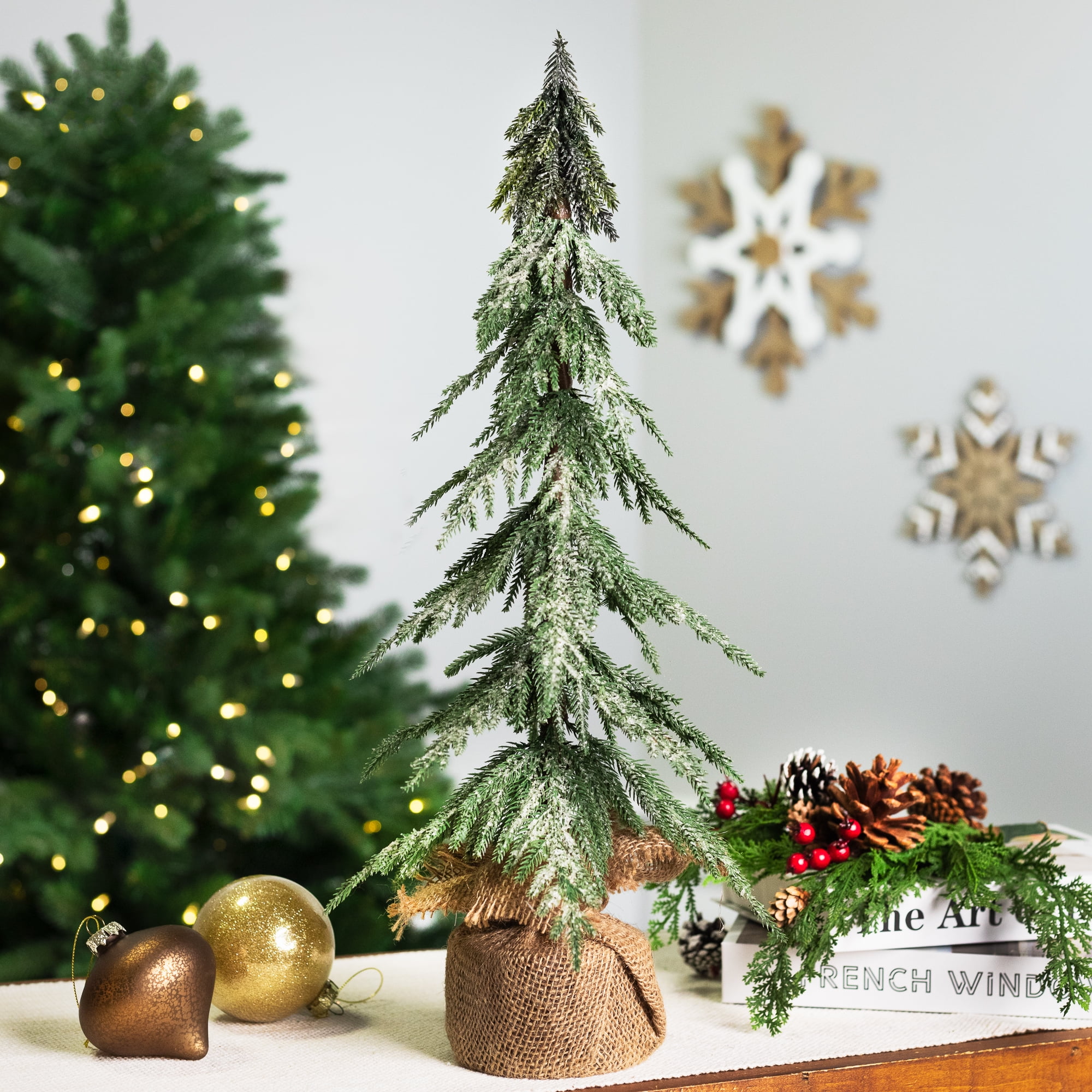 Northlight Mini Icy Pine Christmas Tree in Burlap Base - 24" - Unlit ...