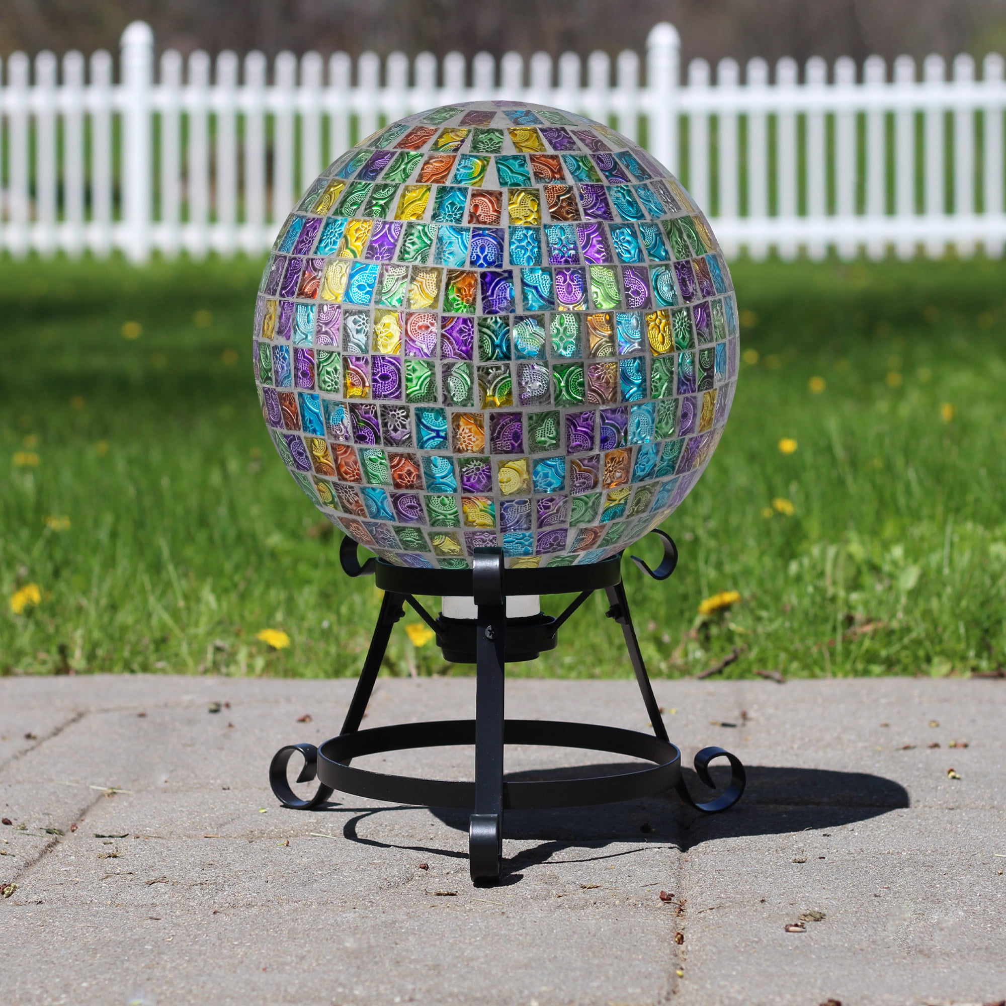 Mosaic Window Pane Outdoor Garden Gazing Ball - 10" - Multi-Color ...