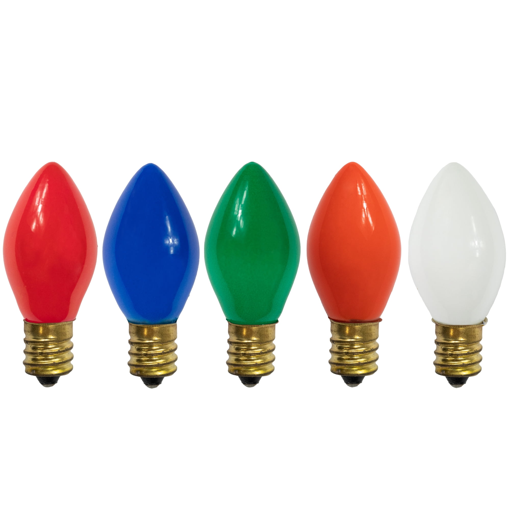 Pack of 25 Incandescent C7 Opaque Multi-Color Christmas Replacement ...