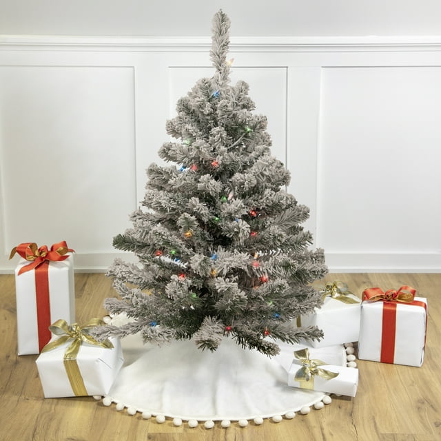 Northlight Pre-Lit Medium Heavily Flocked Madison Pine Artificial ...