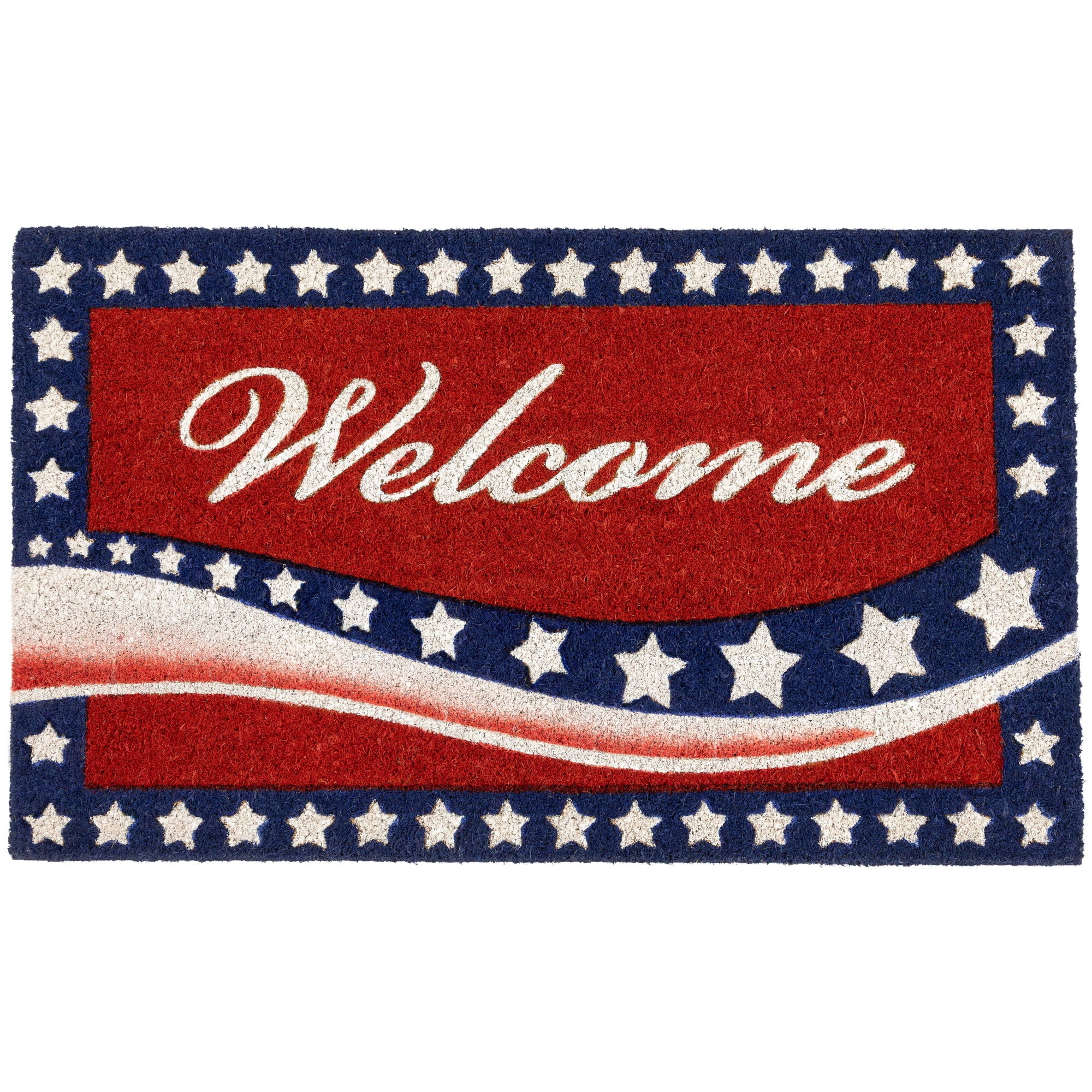 Northlight Red Coir "Welcome" Stars and Stripes Americana Outdoor ...