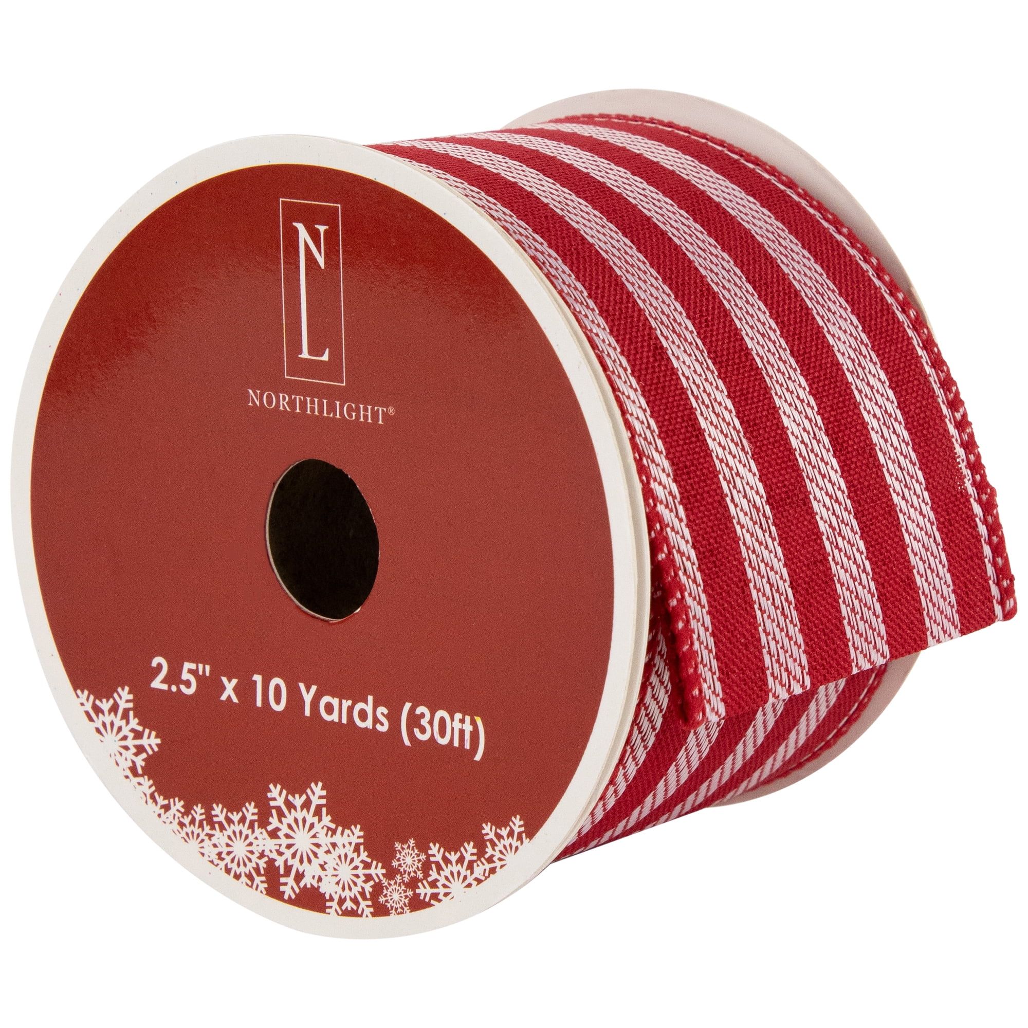 Northlight Red and White Striped Wired Craft Christmas Ribbon 2.5" x 10 ...