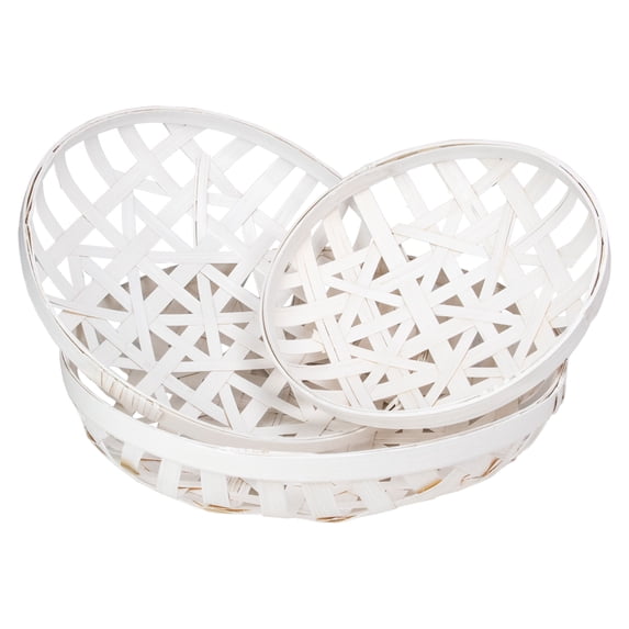 Northlight Round Lattice Tobacco Baskets - Snow White - Set of 3 ...