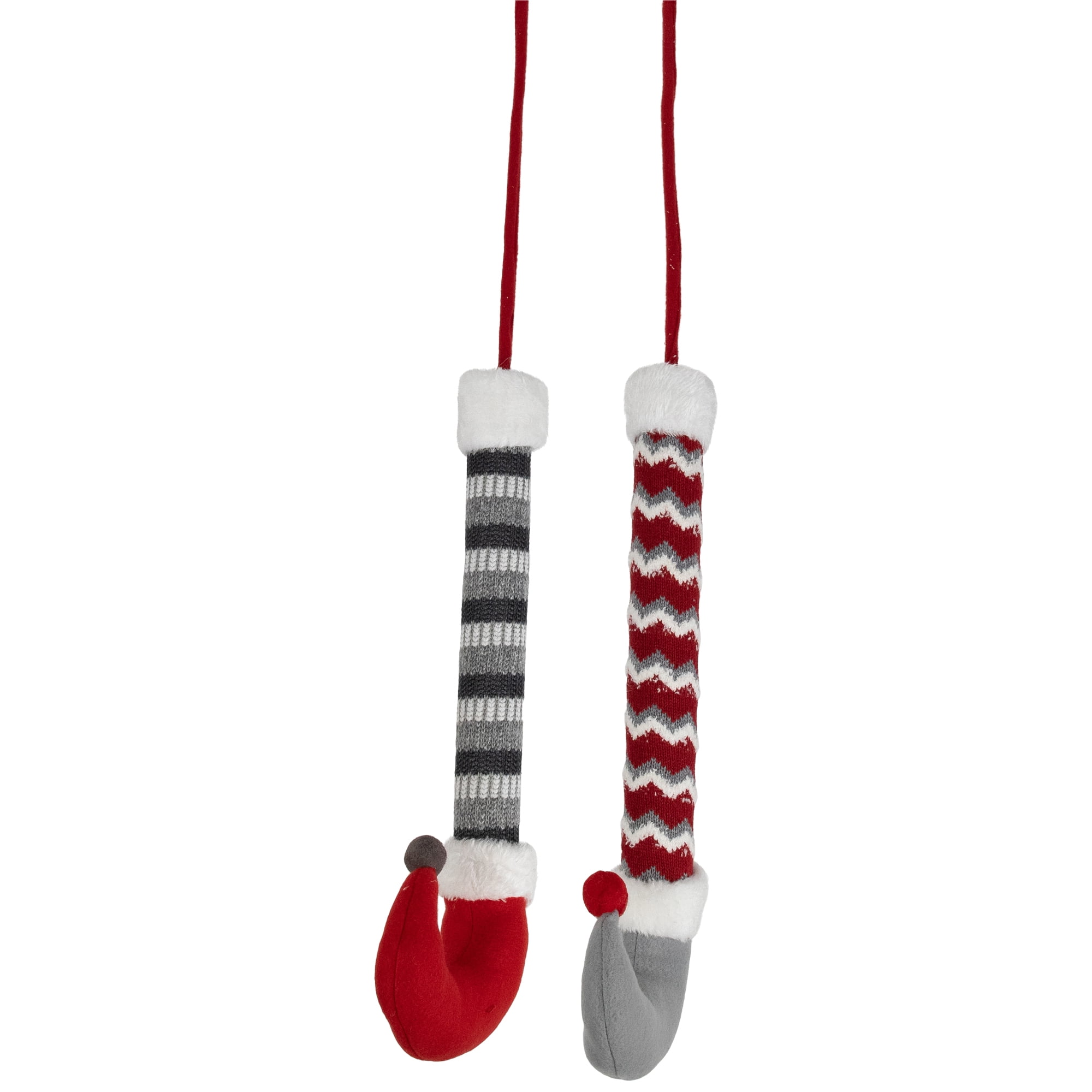 Northlight Set of 2 Gray and Red Plush Elf Leg Christmas Picks 30 ...