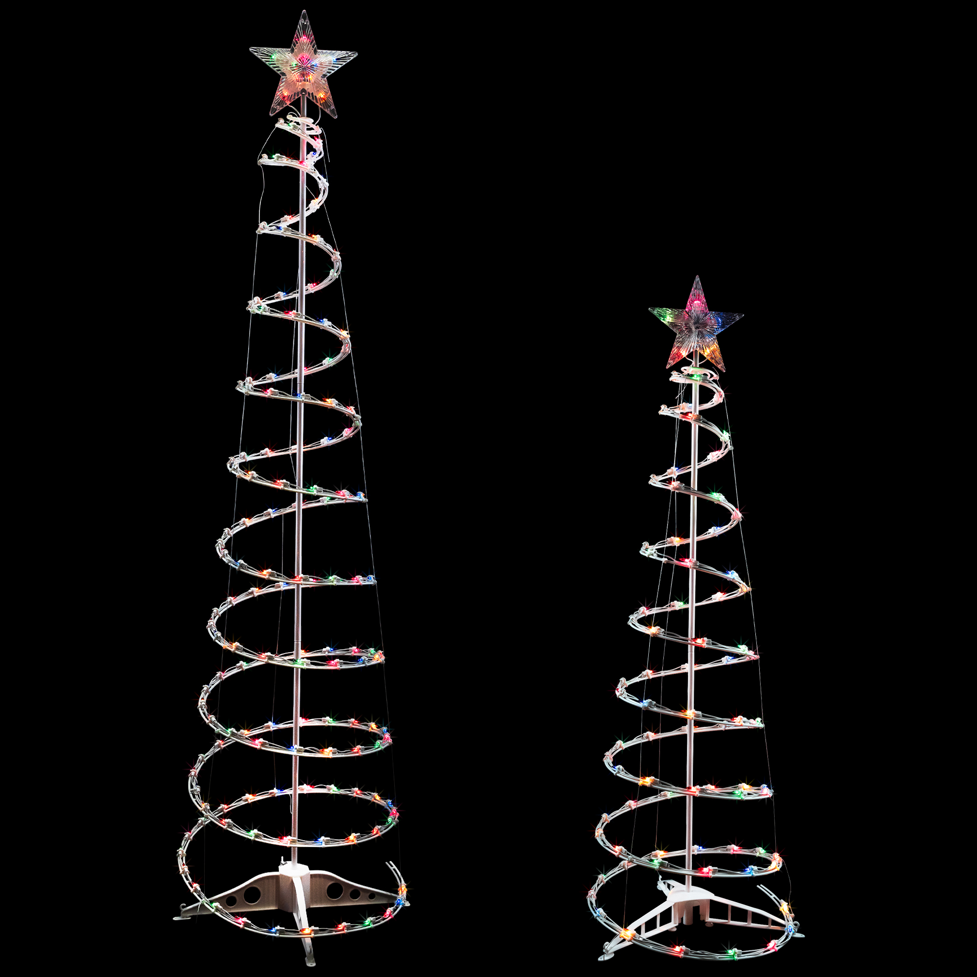 Northlight Set of 2 Lighted Multi-Color Outdoor Spiral Christmas Cone ...