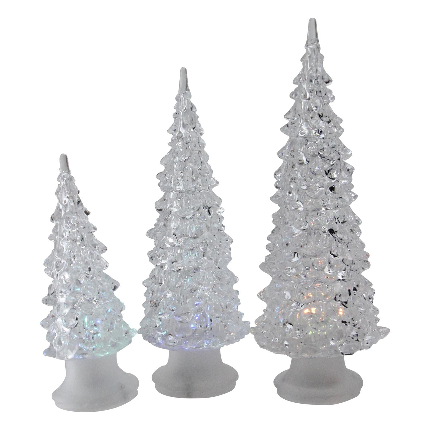 Northlight Set of 3 Clear LED Color Changing Christmas Tree Table ...