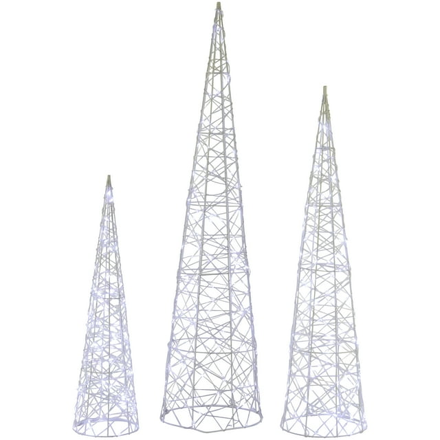Northlight Set of 3 LED Lighted Twinkling Cone Trees Christmas Yard ...