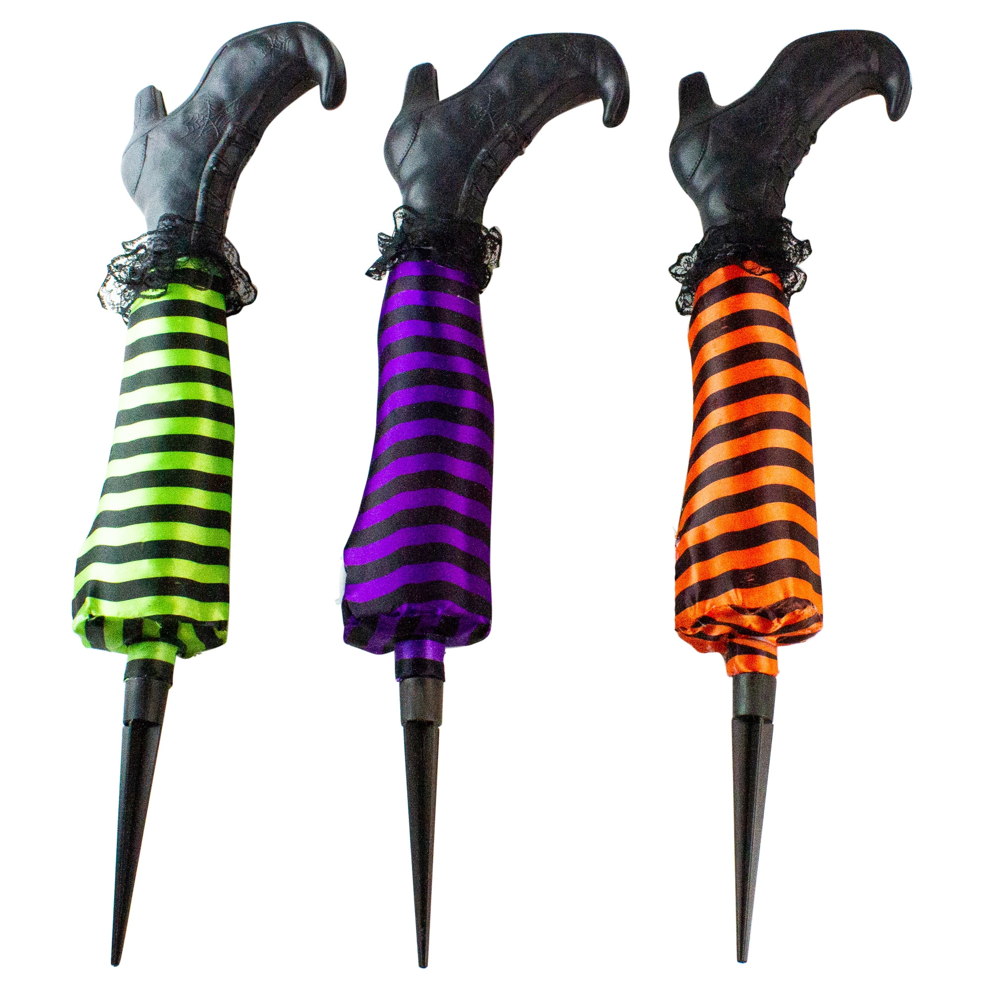 Northlight Set of 3 Striped Witch Leg Lighted Halloween Outdoor Pathway ...